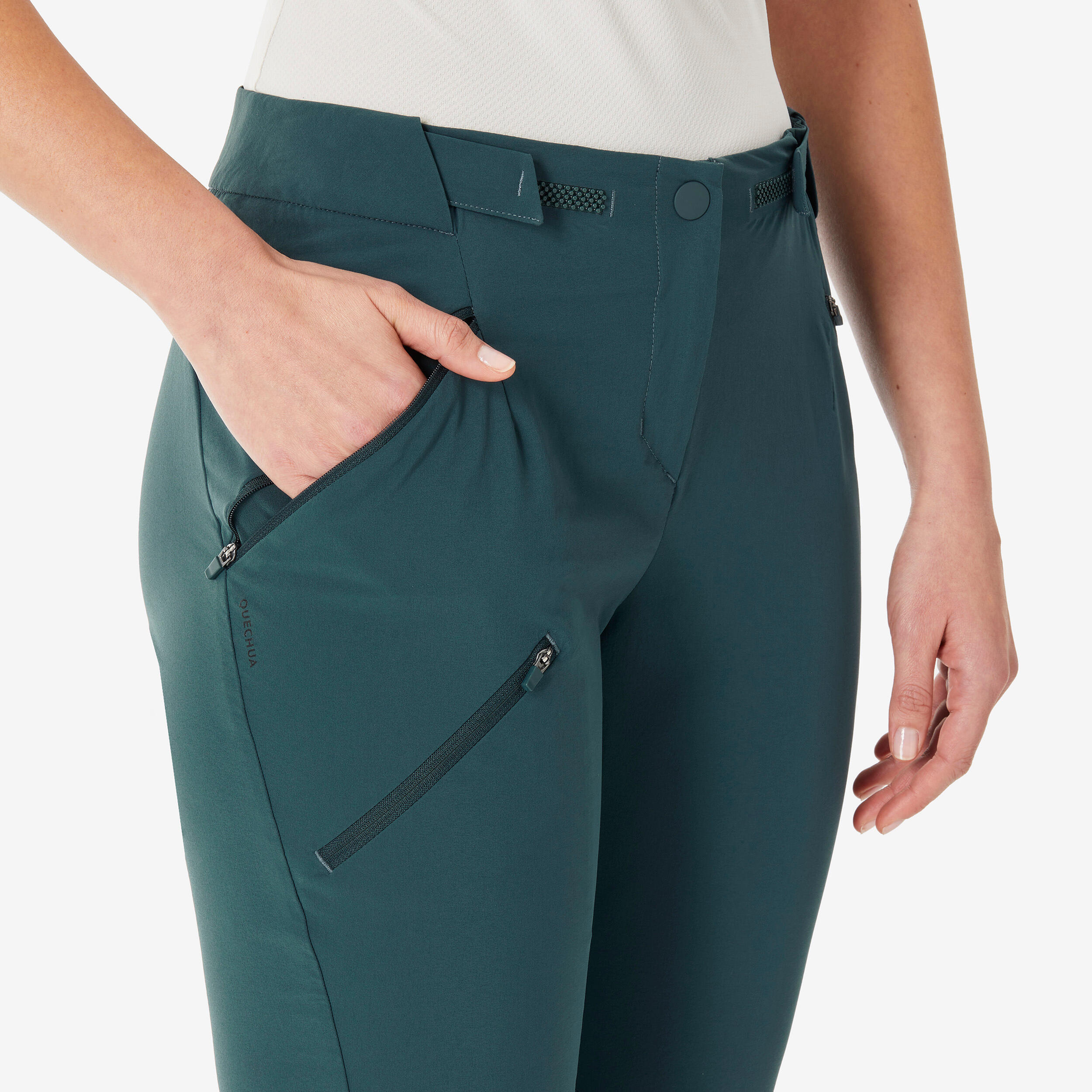 Women’s Hiking Pants - NH 500 Green - Abyss green - Quechua - Decathlon