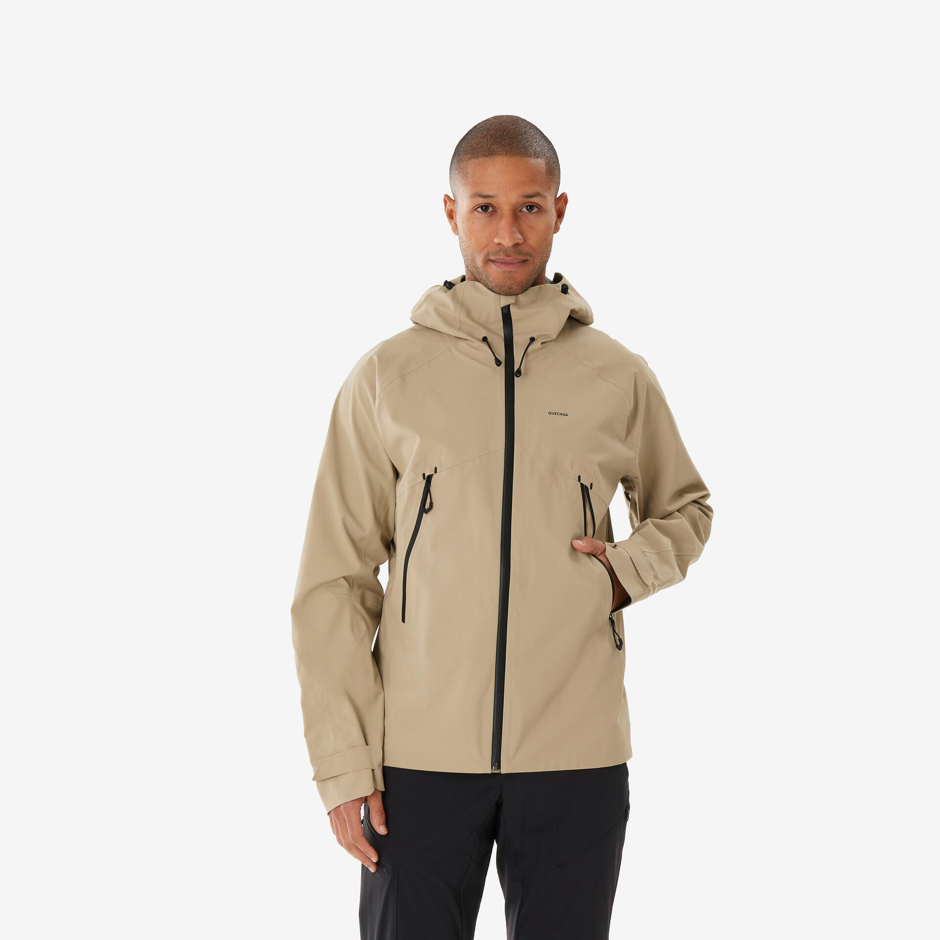 Men’s waterproof hiking jacket, MH500 - Beige