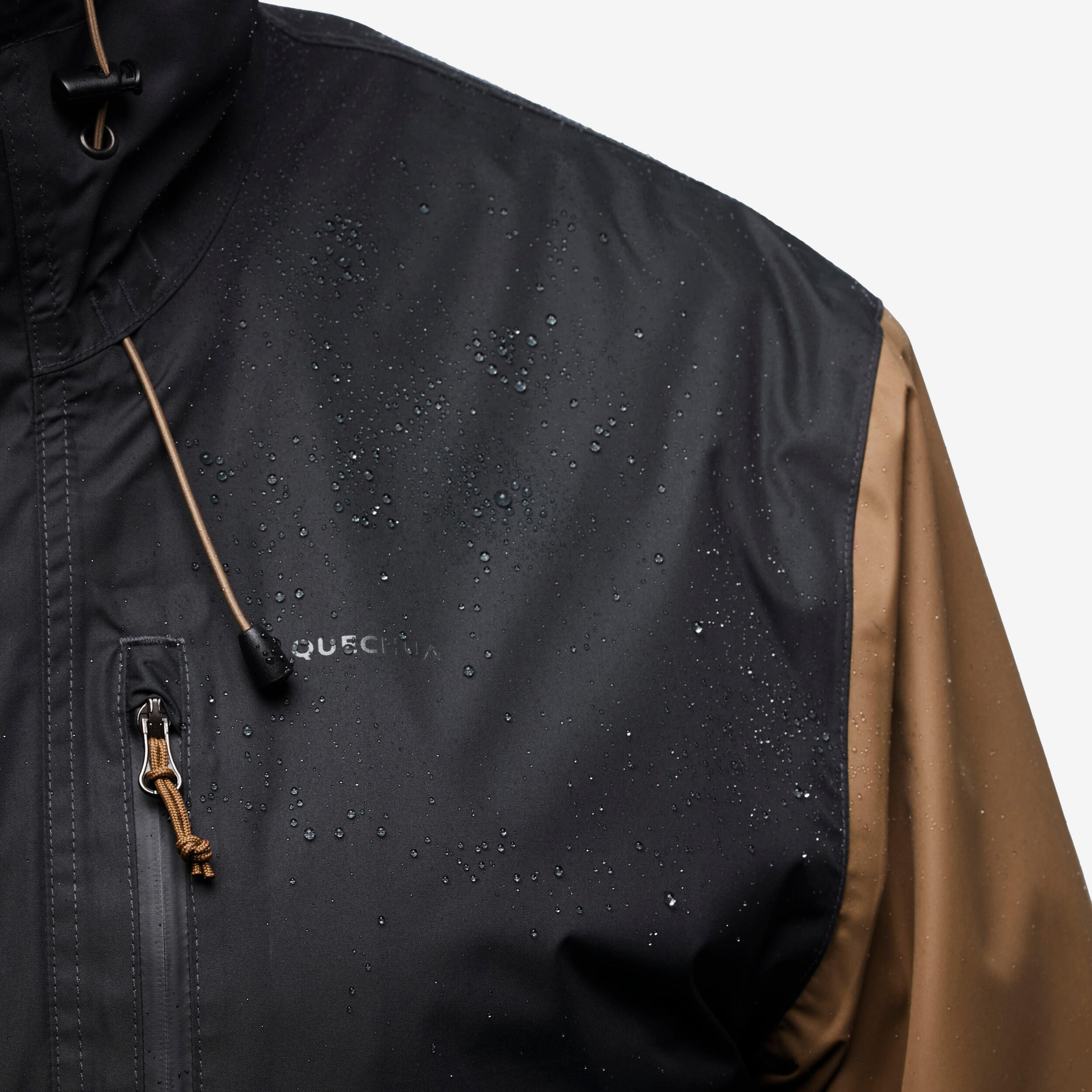 Men’s Waterproof Hiking Jacket - NH 500 - Carbon grey, Bronze Brown ...