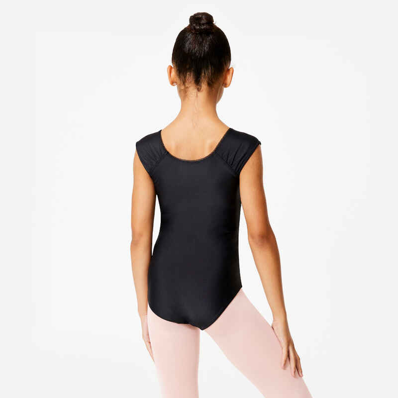 Triko kratkih rukava za balet za djevojčice, crni - Decathlon