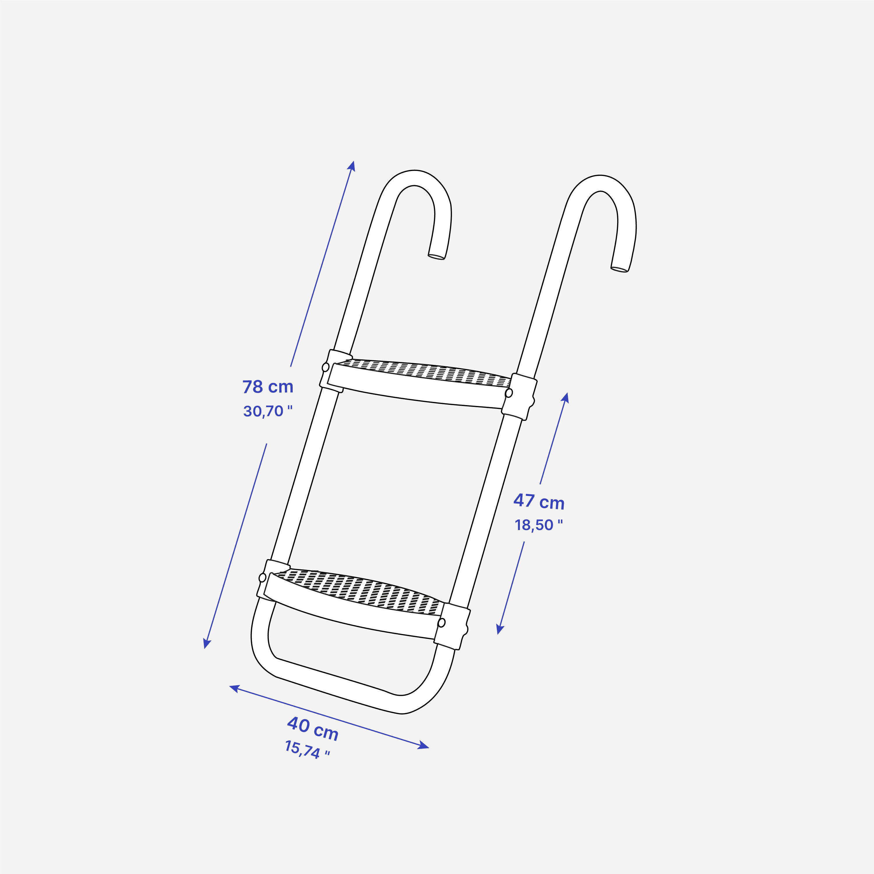 Trampoline 2-Step Ladder - graphite black, Concrete grey - Domyos ...