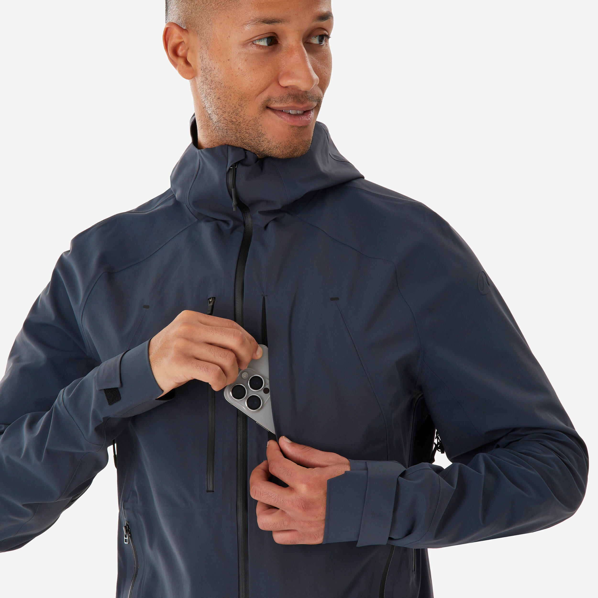 Men’s Hiking Jacket - MH 900 Grey - Slate grey, smoked black - Quechua ...