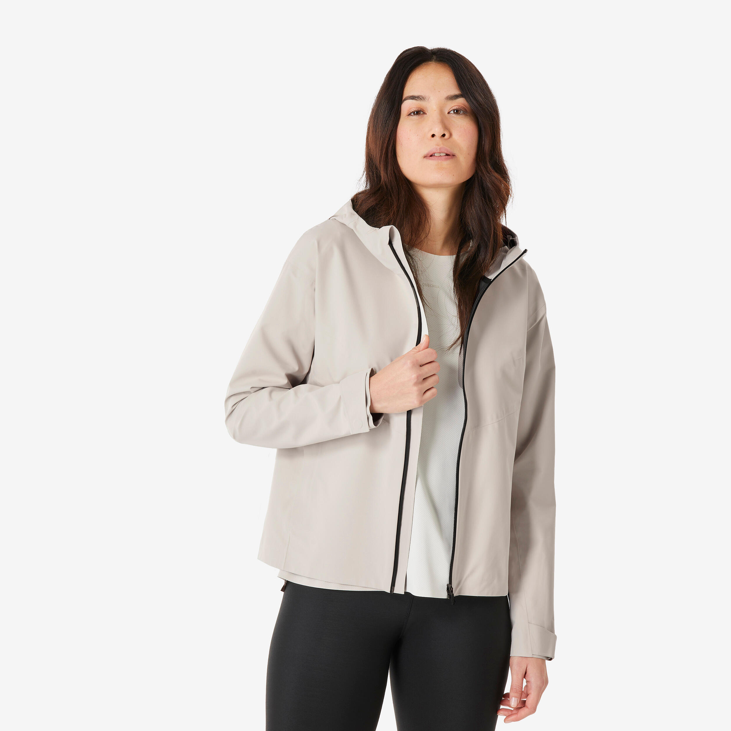 Women's Hiking Jacket, MH 100 - Pearl beige - Quechua - Decathlon