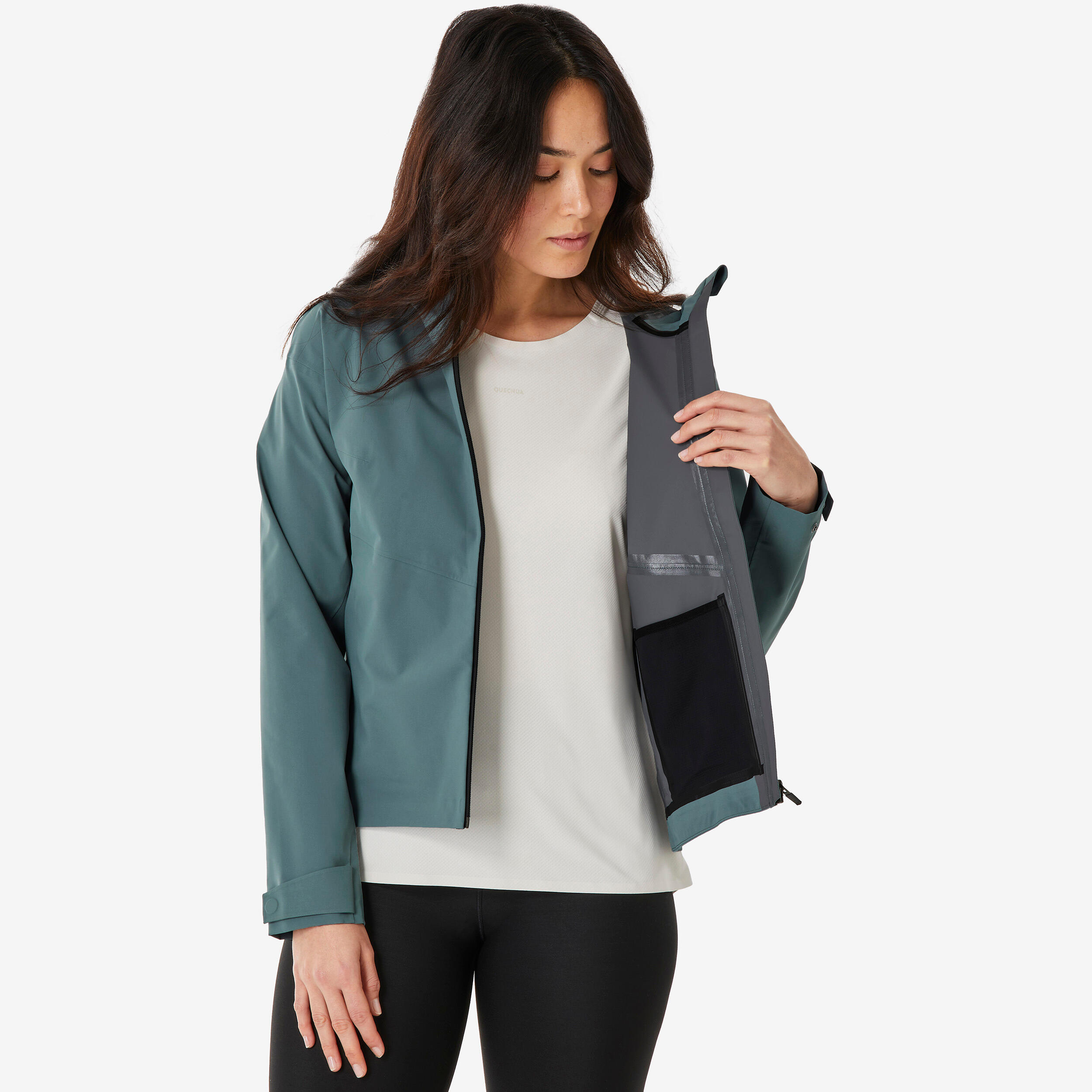 Women's Hiking Jacket, MH 100 - Ash green - Quechua - Decathlon