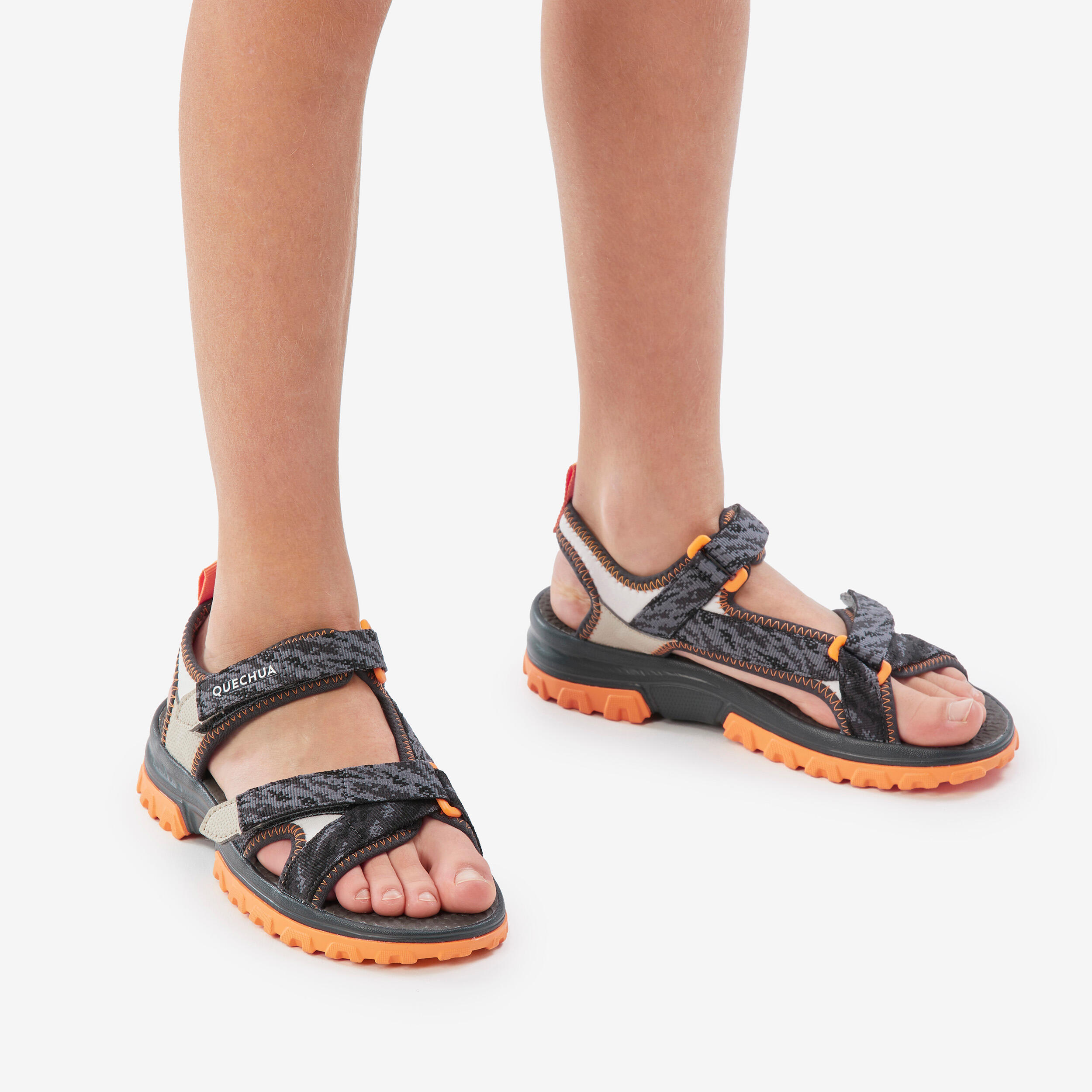 Detské turistické sandále NH500 sivo-oranžové - Decathlon
