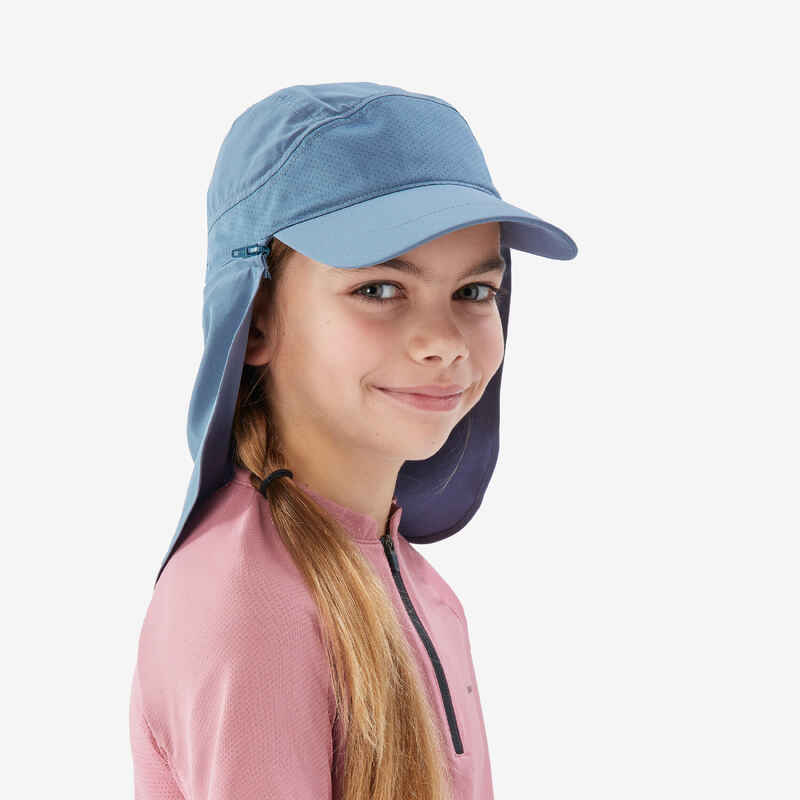 Gorra de senderismo de nuca larga azul para niños de 7 a 15 años MH900 ...