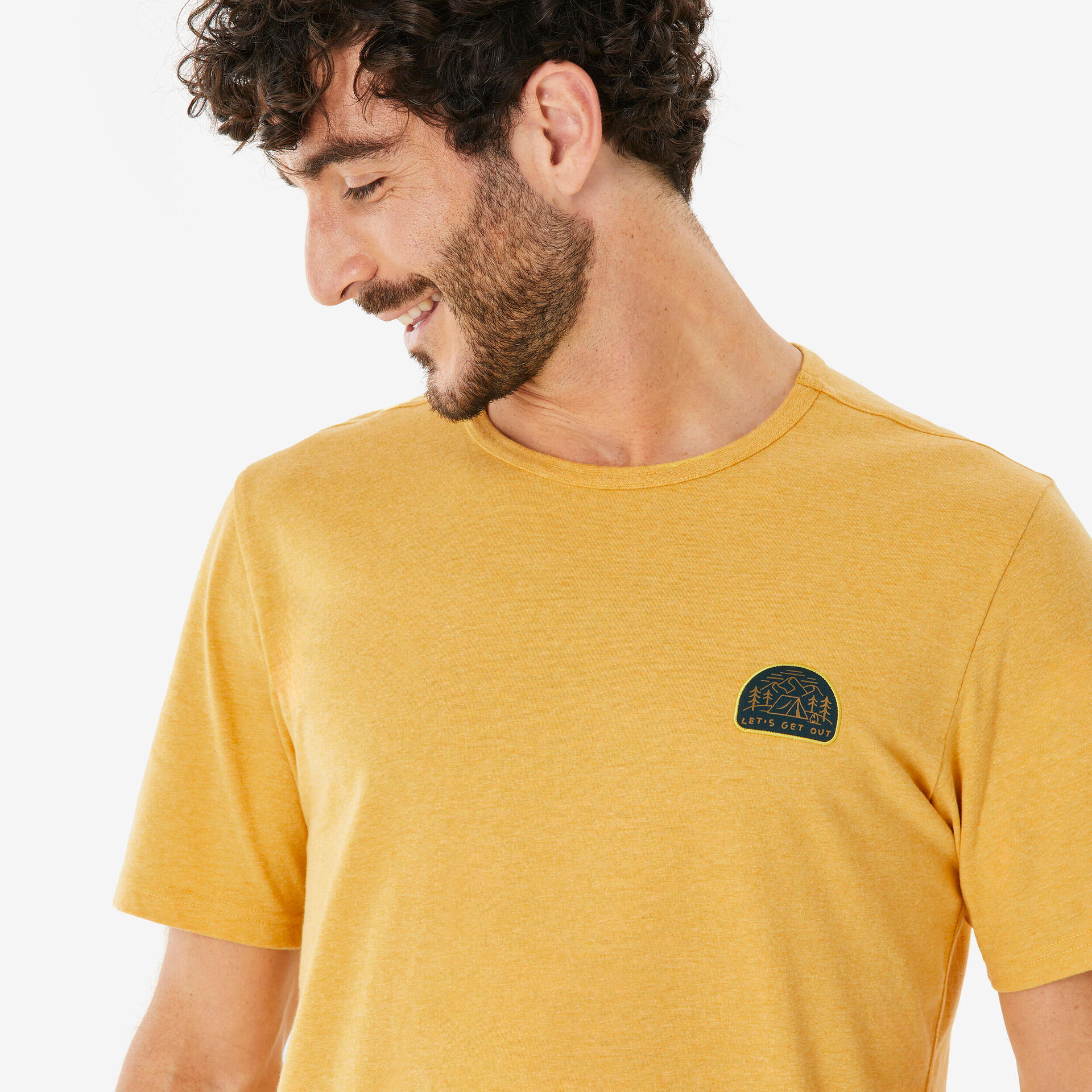 เสื้อยืดเดินป่าสำหรับผู้ชายรุ่น NH100 (สีเหลือง)