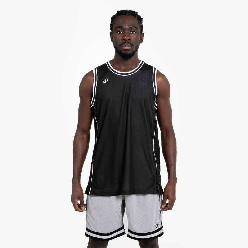 Damen/Herren Basketball Trikot ärmellos wendbar - TKR-500 schwarz/weiß ...