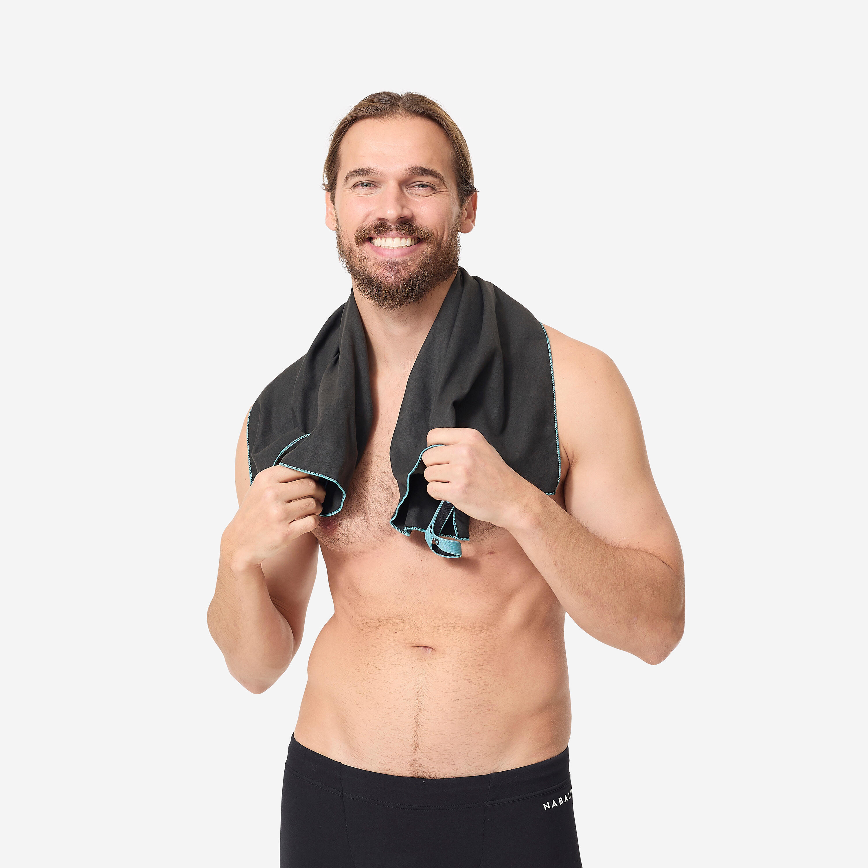 Ultra compact microfibre towel size M 60 x 80 cm - black - Decathlon