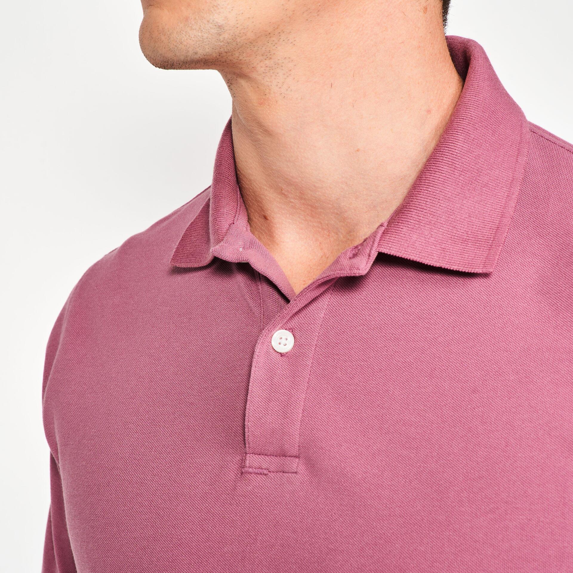 Men’s golf cotton and polyester short-sleeved polo shirt - MW500 dark pink