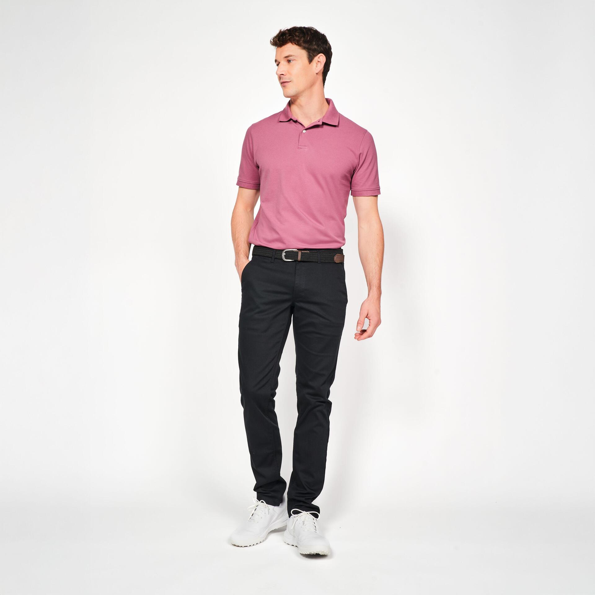 Men’s golf cotton and polyester short-sleeved polo shirt - MW500 dark pink