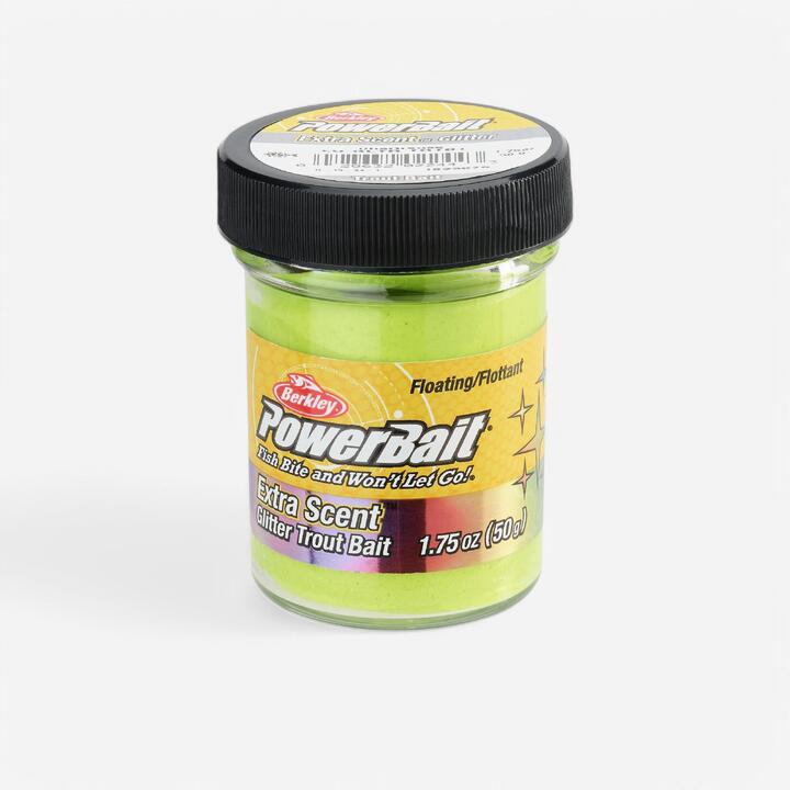 Pâte a truite pêche POWERBAIT CHARTREUSE GLITTER BERKLEY | Decathlon