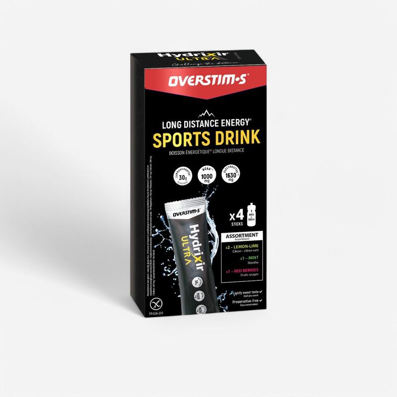 Mix Boisson énergétique en poudre, Hydrixir Ultra 4 sticks OVERSTIM.S ...