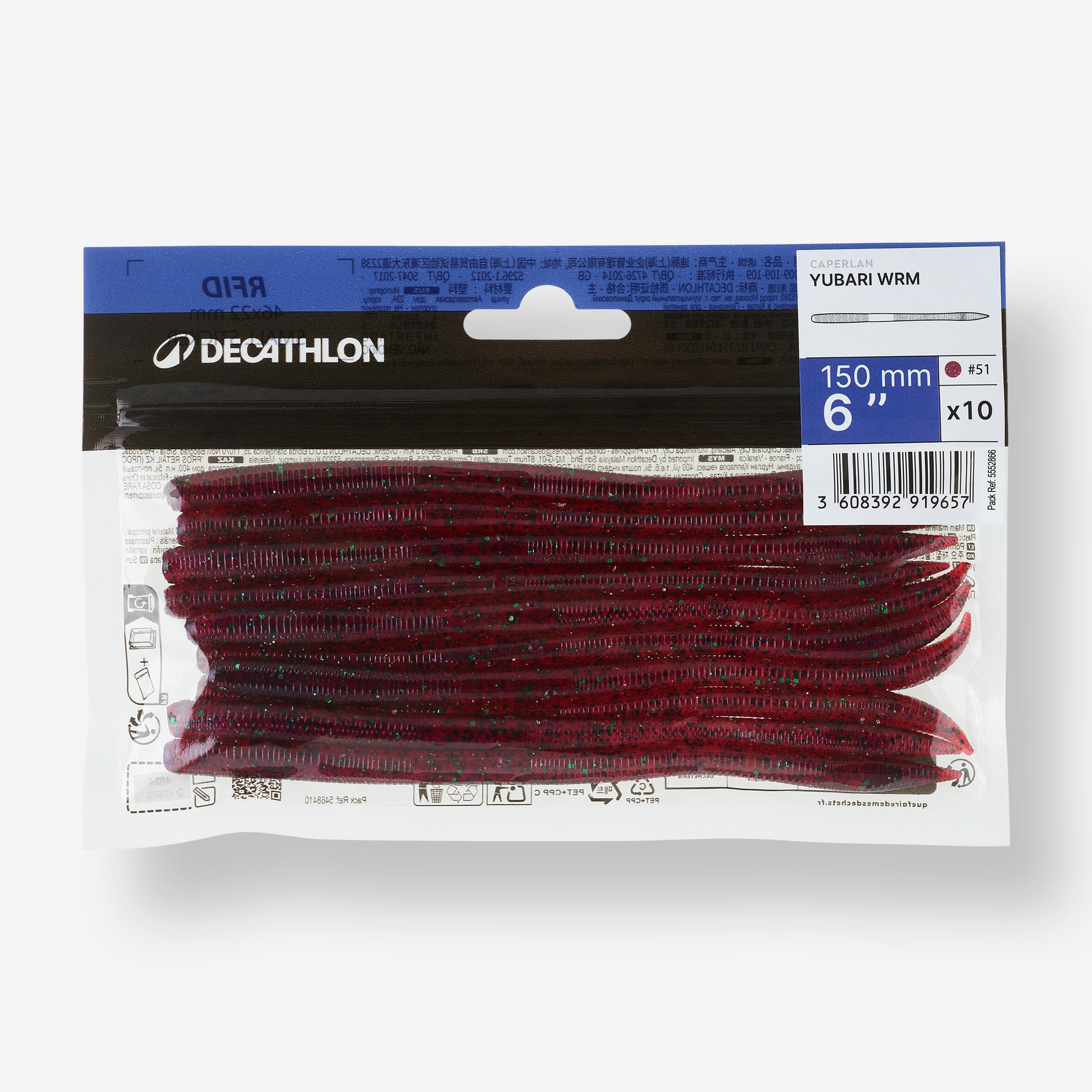 FINESSE SOFT LURE BLACK BASS YUBARI WORM RED BUG - x10 CAPERLAN | Decathlon