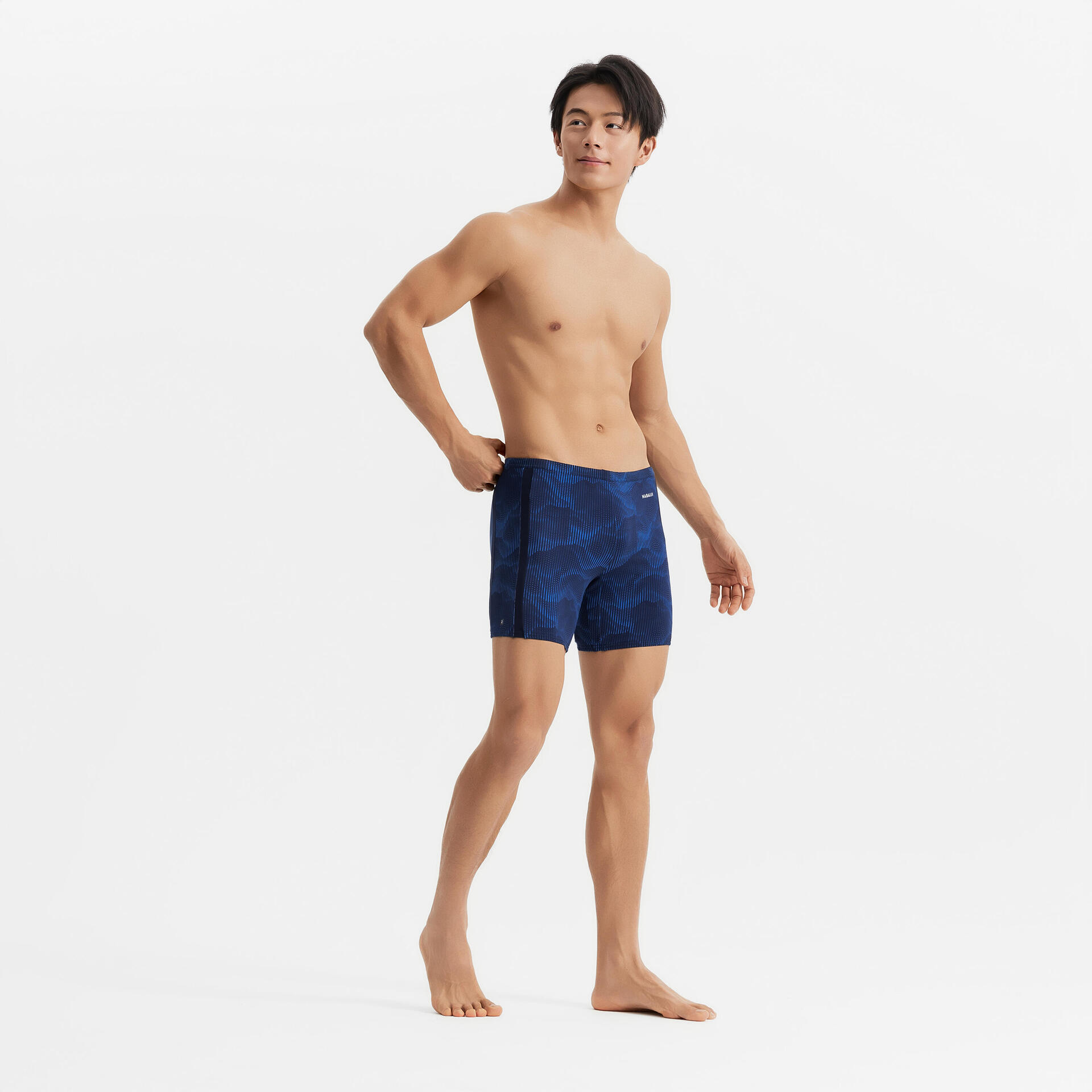Men’s Long Swim Boxer - MID JAMMER 500 PARTICLE NAVY
