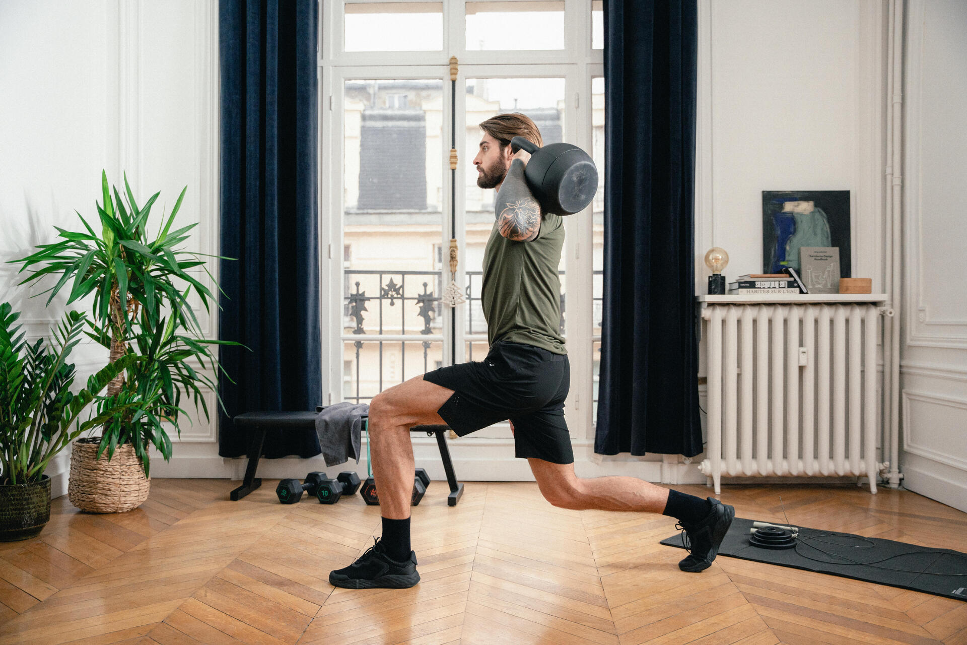 Kettlebell ajustable 12-24kg, base de 12kg, poids additionnels vendus ...