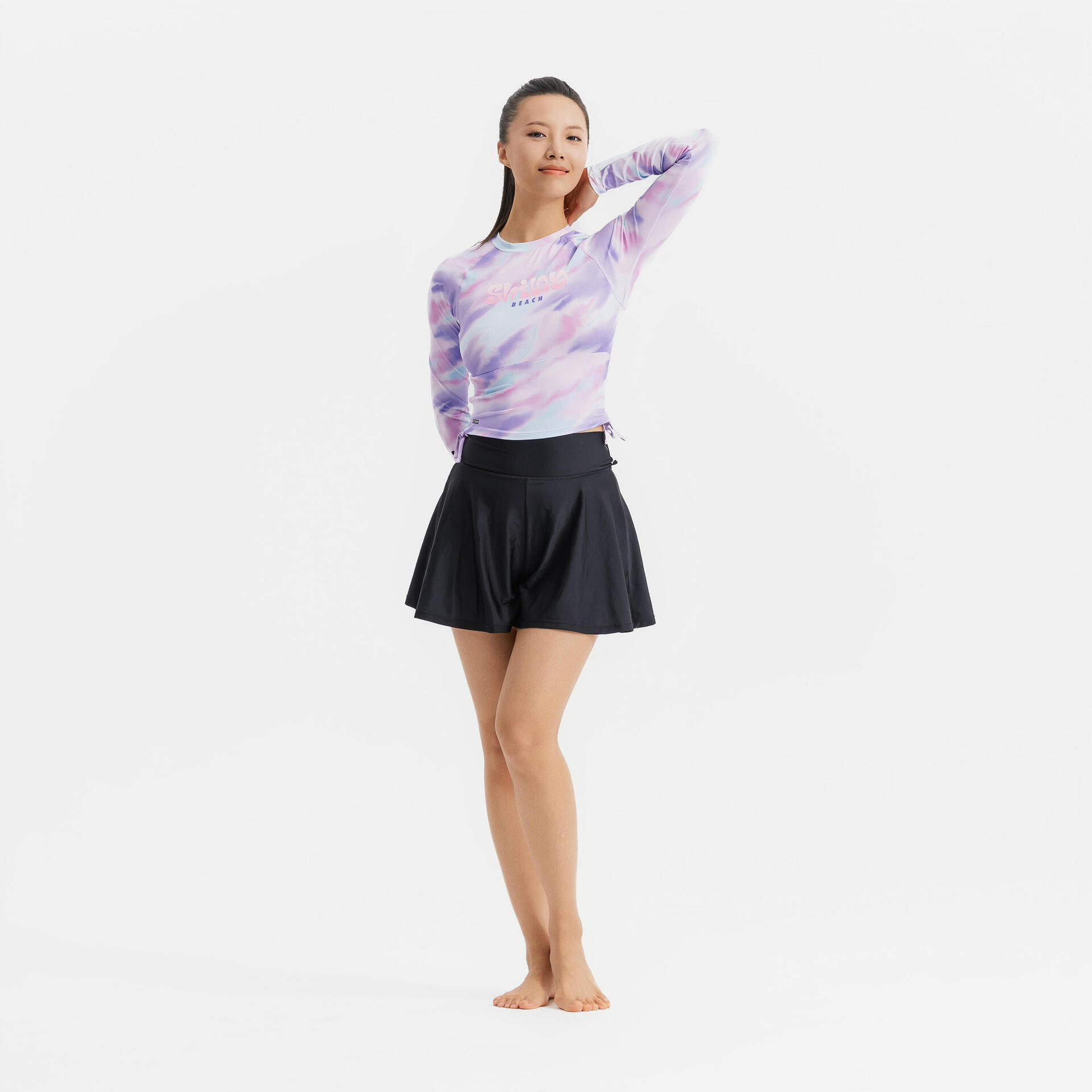 Women's long sleeve uv-protection surfing top 100 sunny TIEDYE PINK