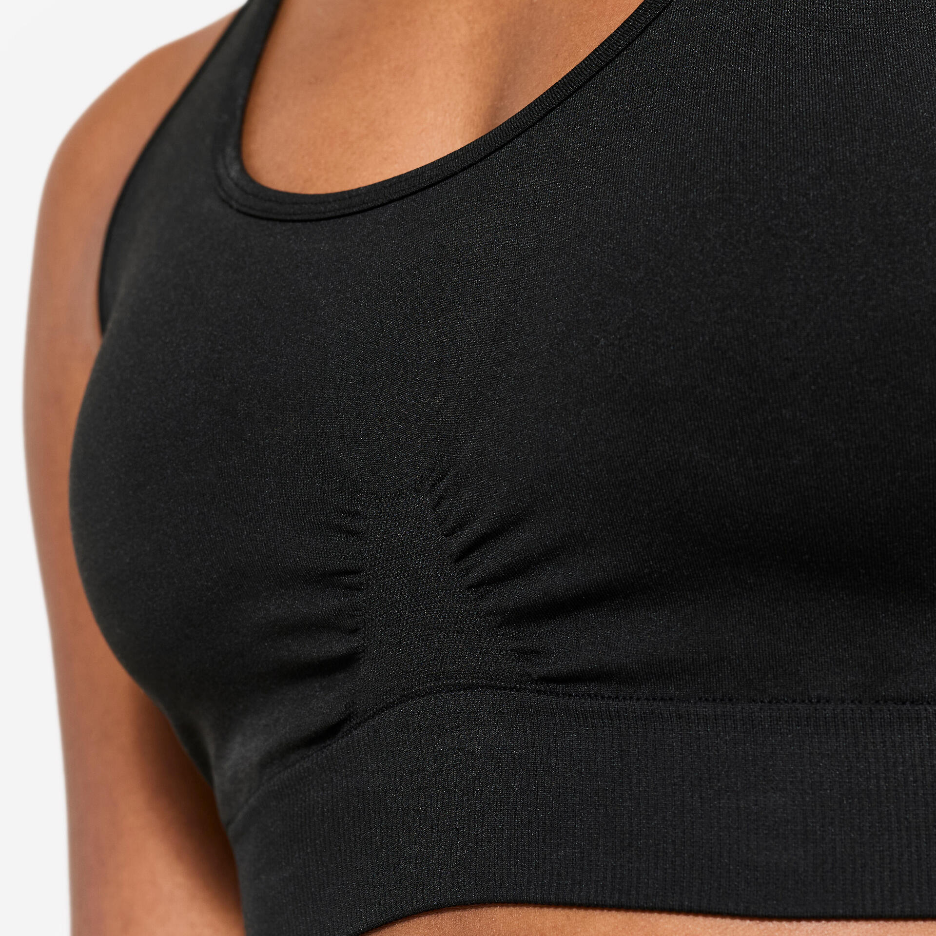 Women's Light Support Sports Bra with Cross-Over Straps - Black