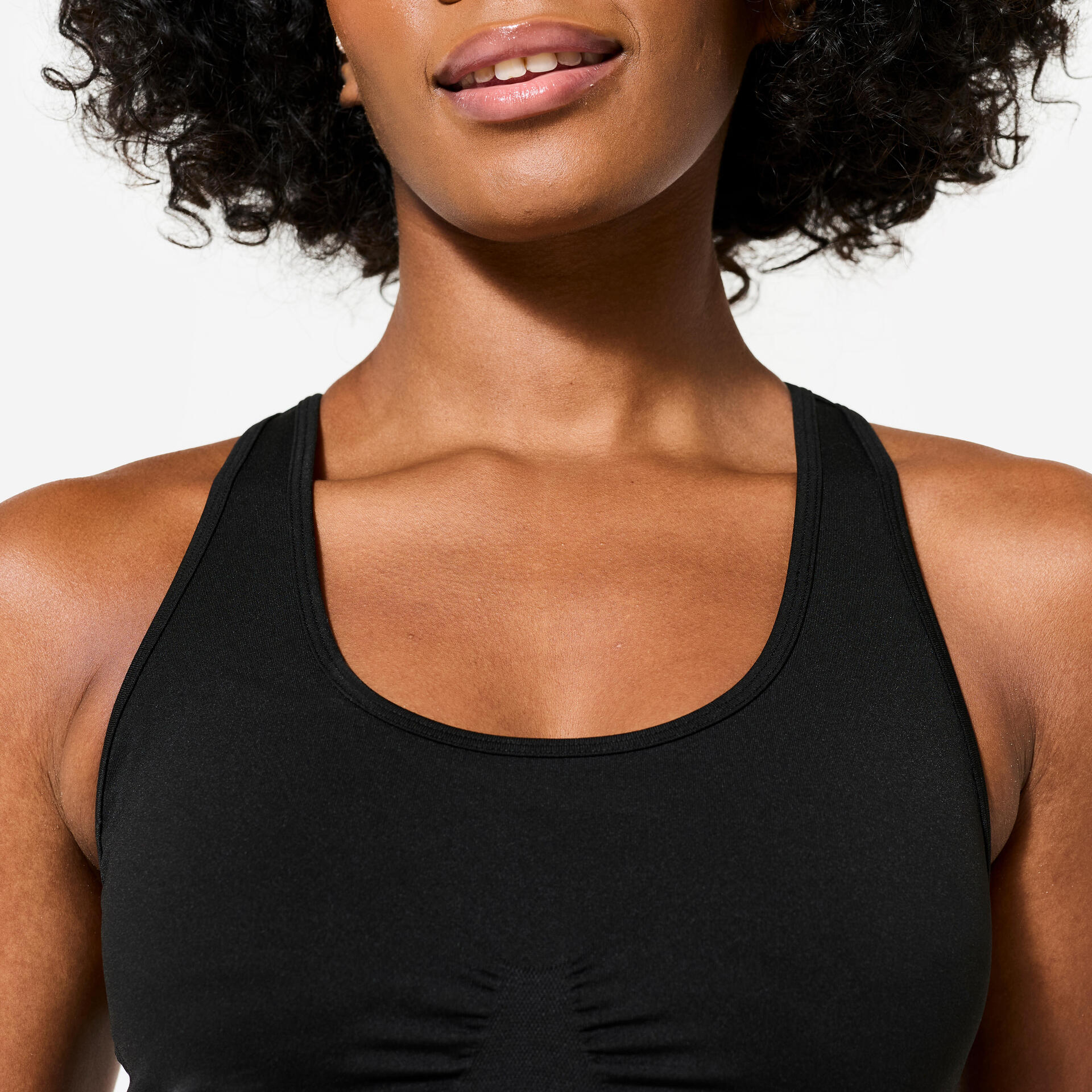 Women's Light Support Sports Bra with Cross-Over Straps - Black