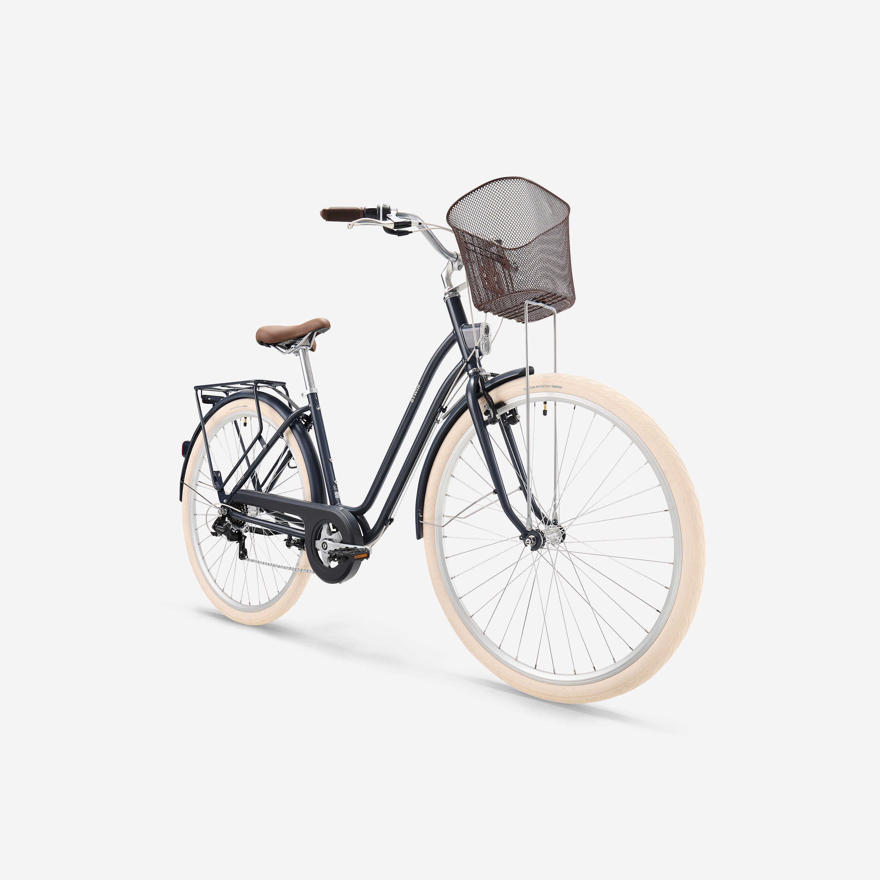 Low Frame Urban Cycling Bike 520 - Dark blue - Decathlon