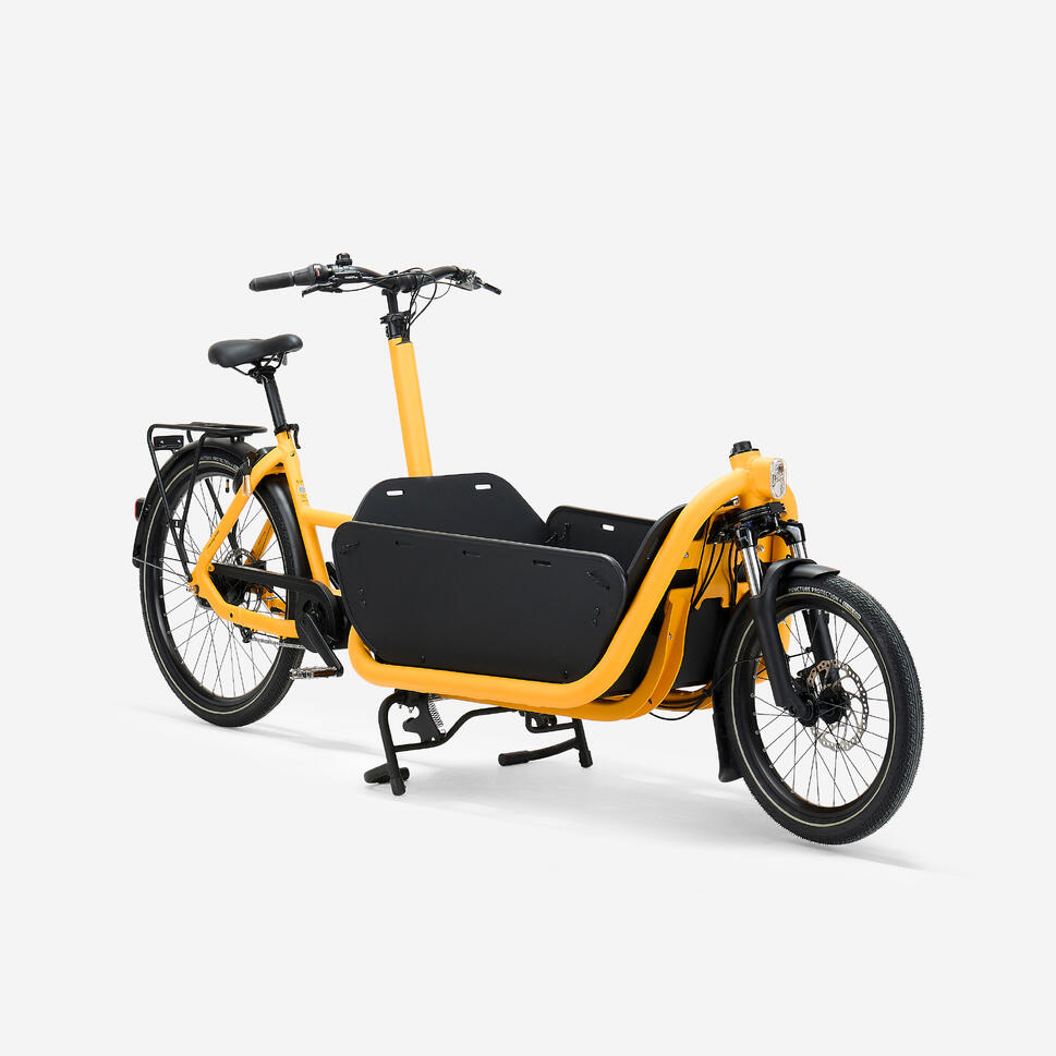 Vélo cargo électrique biporteur F900E BOX jaune BTWIN | Decathlon