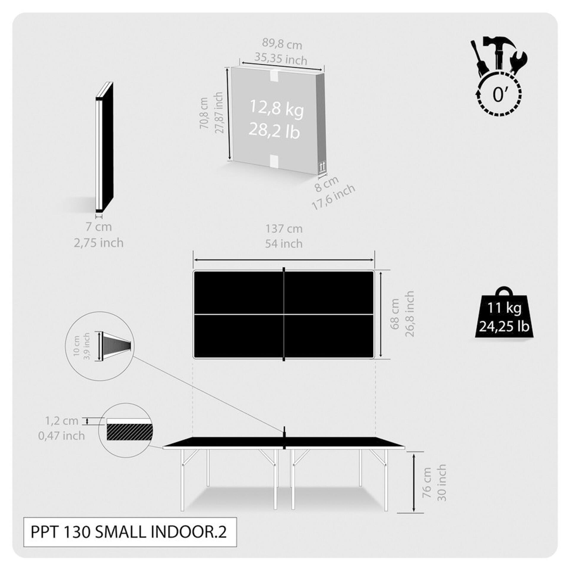 Table Tennis Table PPT 130 Small Indoor - Black