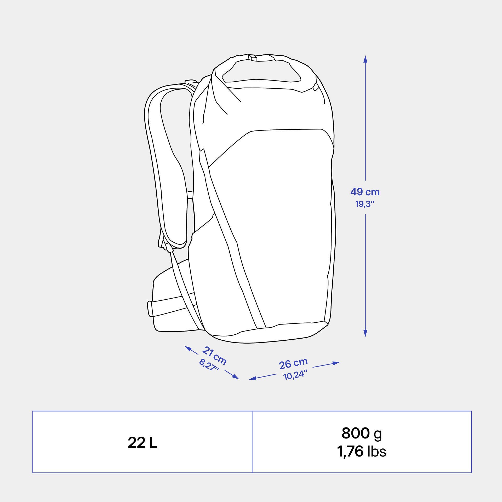 Mountain Hiking Rucksack 22 L Rolltop - MH500 Light