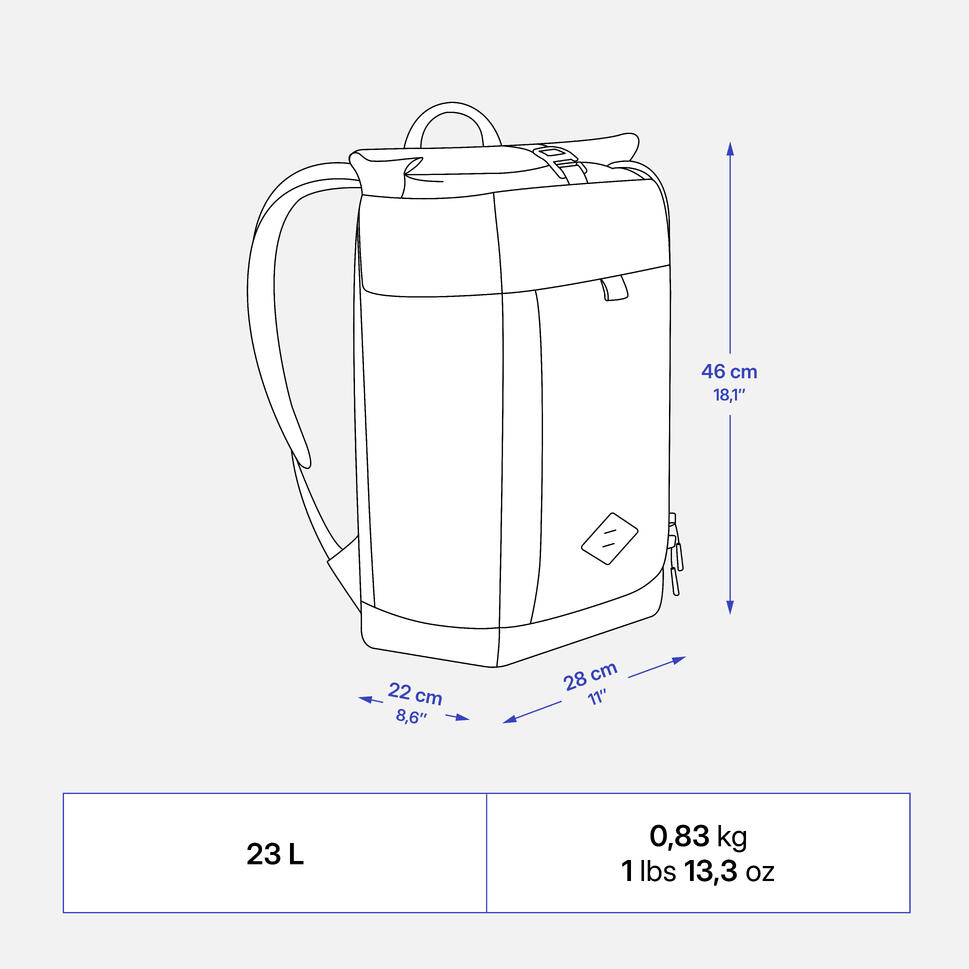 Sac à dos de randonnée 23L, Escape 500 Rolltop vert QUECHUA | Decathlon