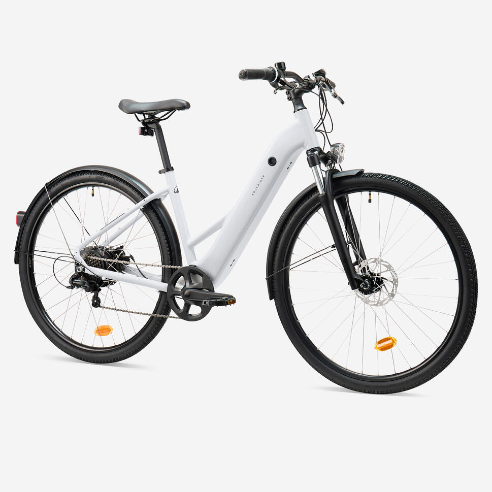 Vélo tout chemin électrique cadre bas, e-actv 100 gris perle ROCKRIDER ...