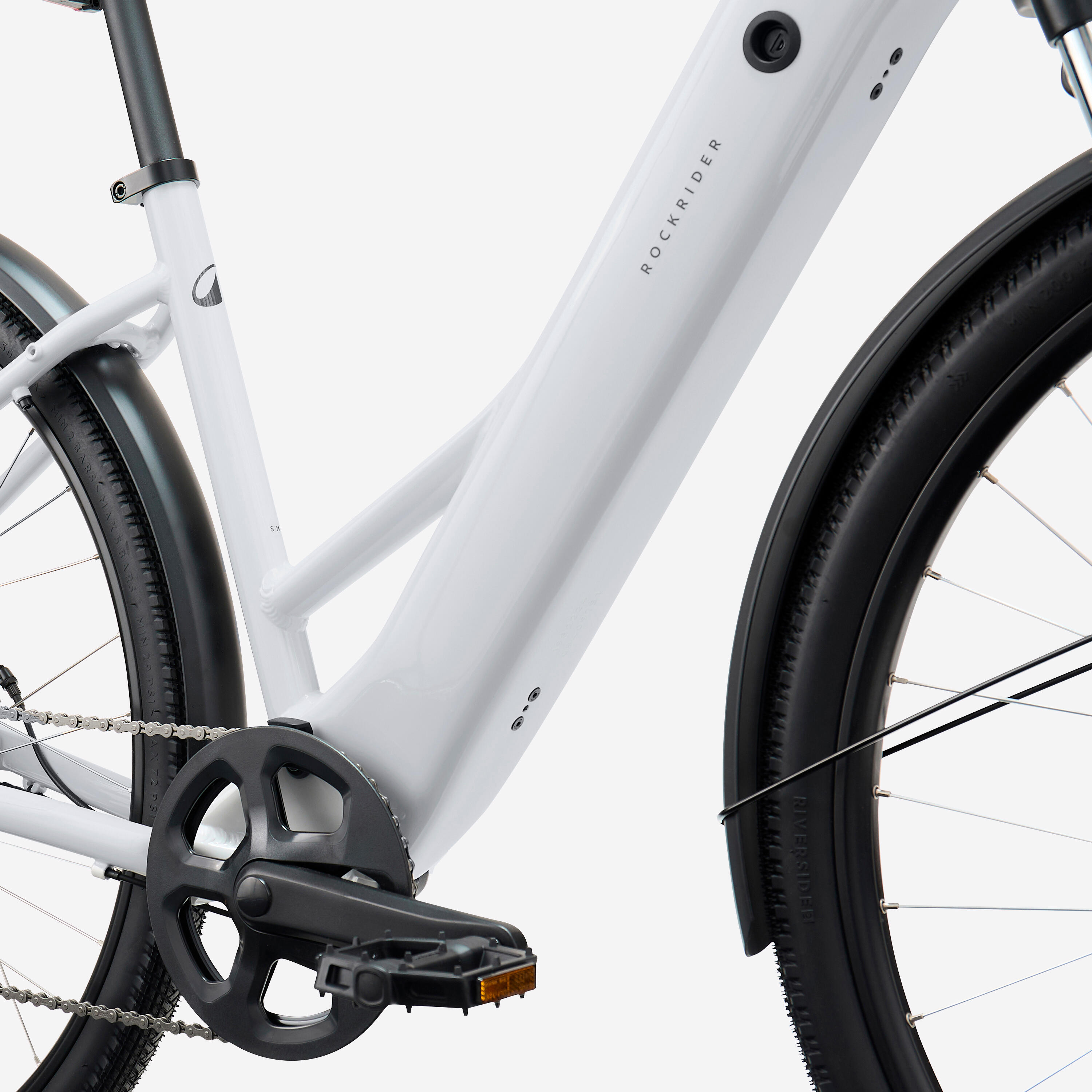 Low Frame Electric Hybrid Bike, E-ACTV 100 - Pearl Grey - Decathlon