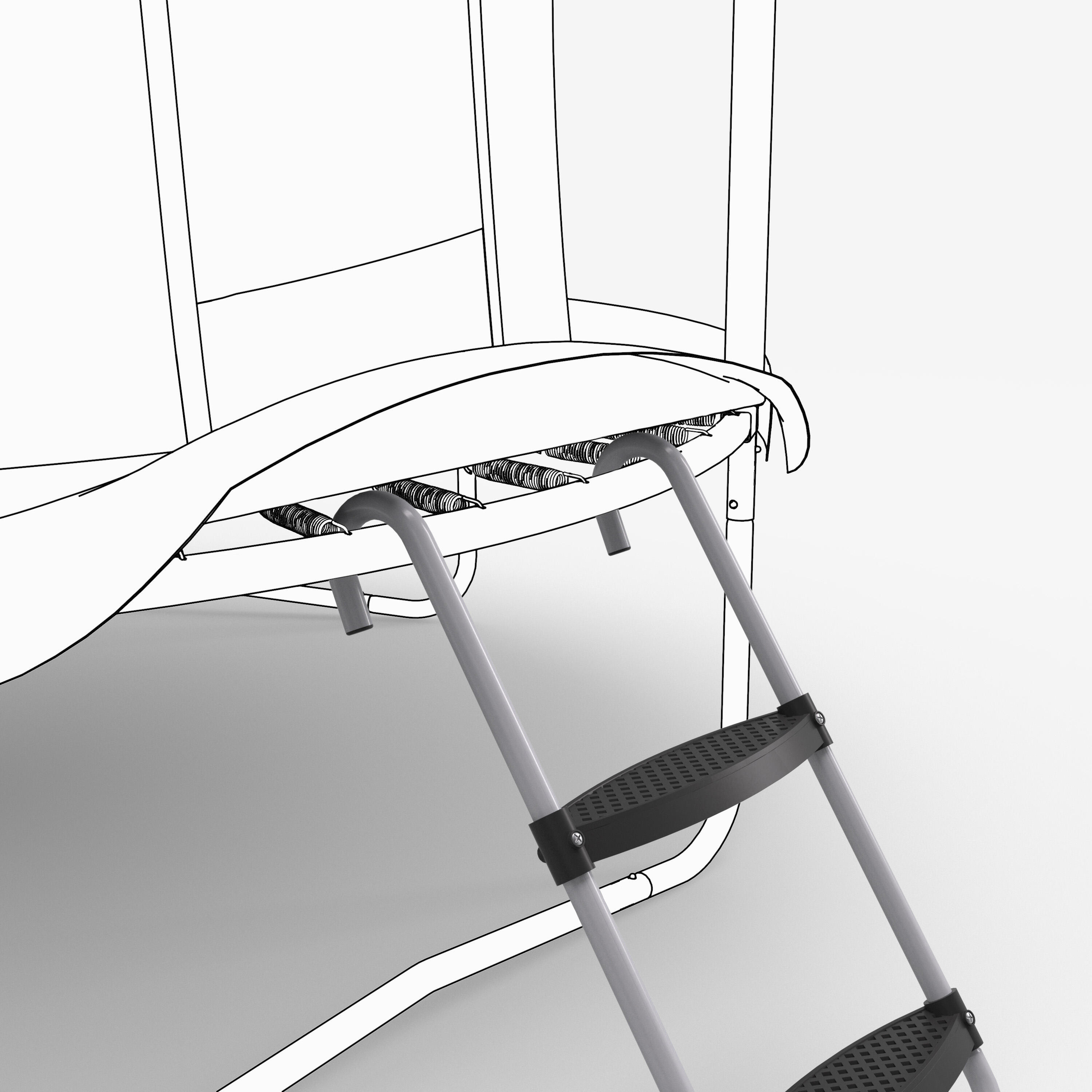 Trampoline 2-Step Ladder - graphite black, Concrete grey - Domyos ...