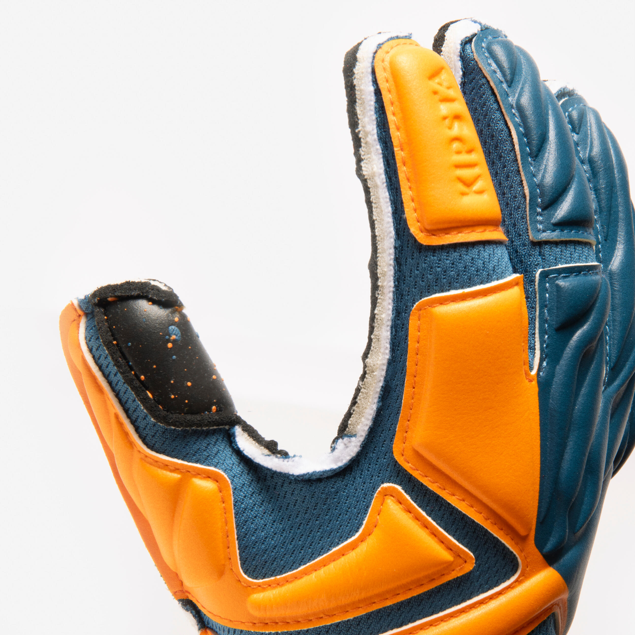 Kinder Fußball Torwarthandschuh - F500 blau/orange - Decathlon