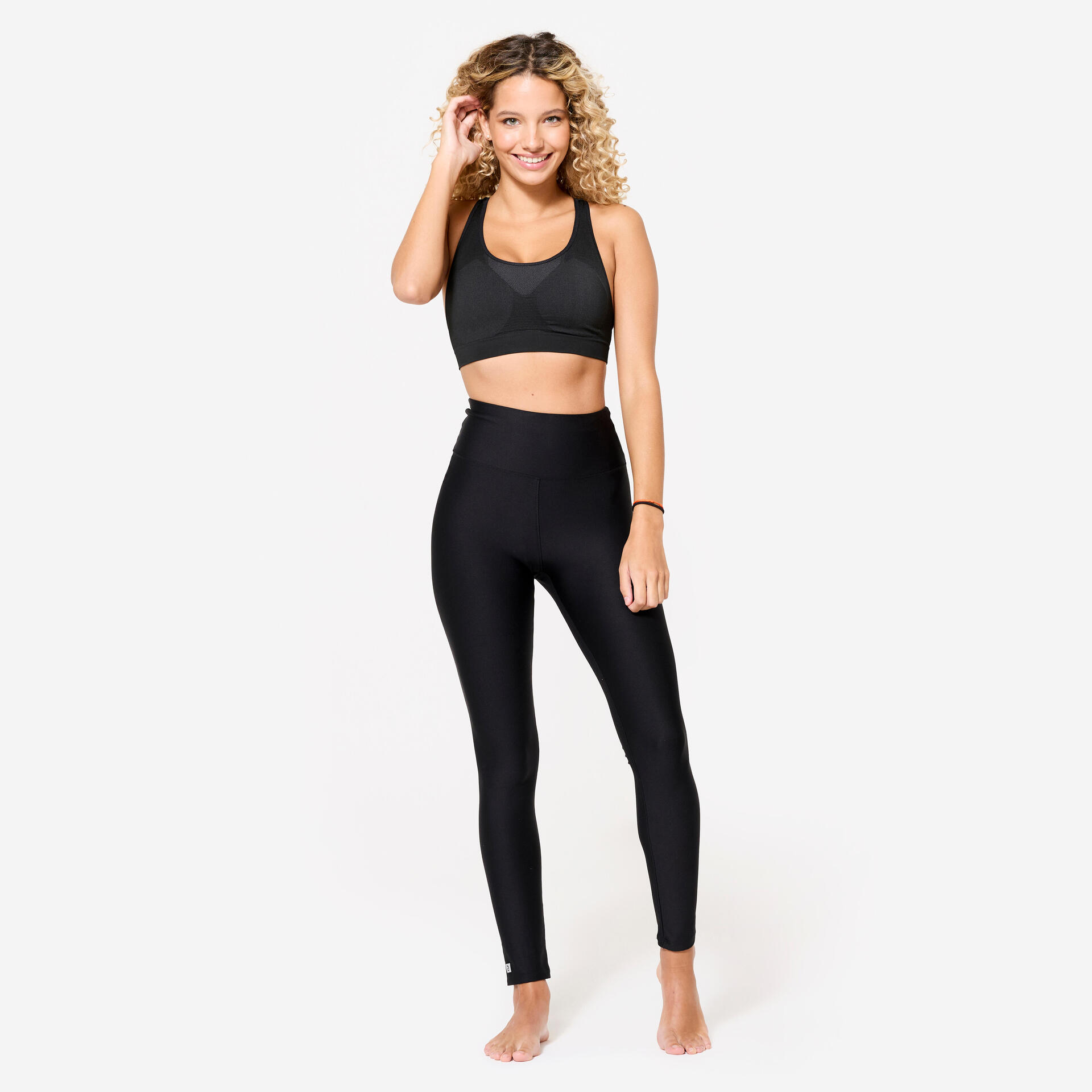 Women's Seamless Muscle Back Medium-Support Sports Bra - Black