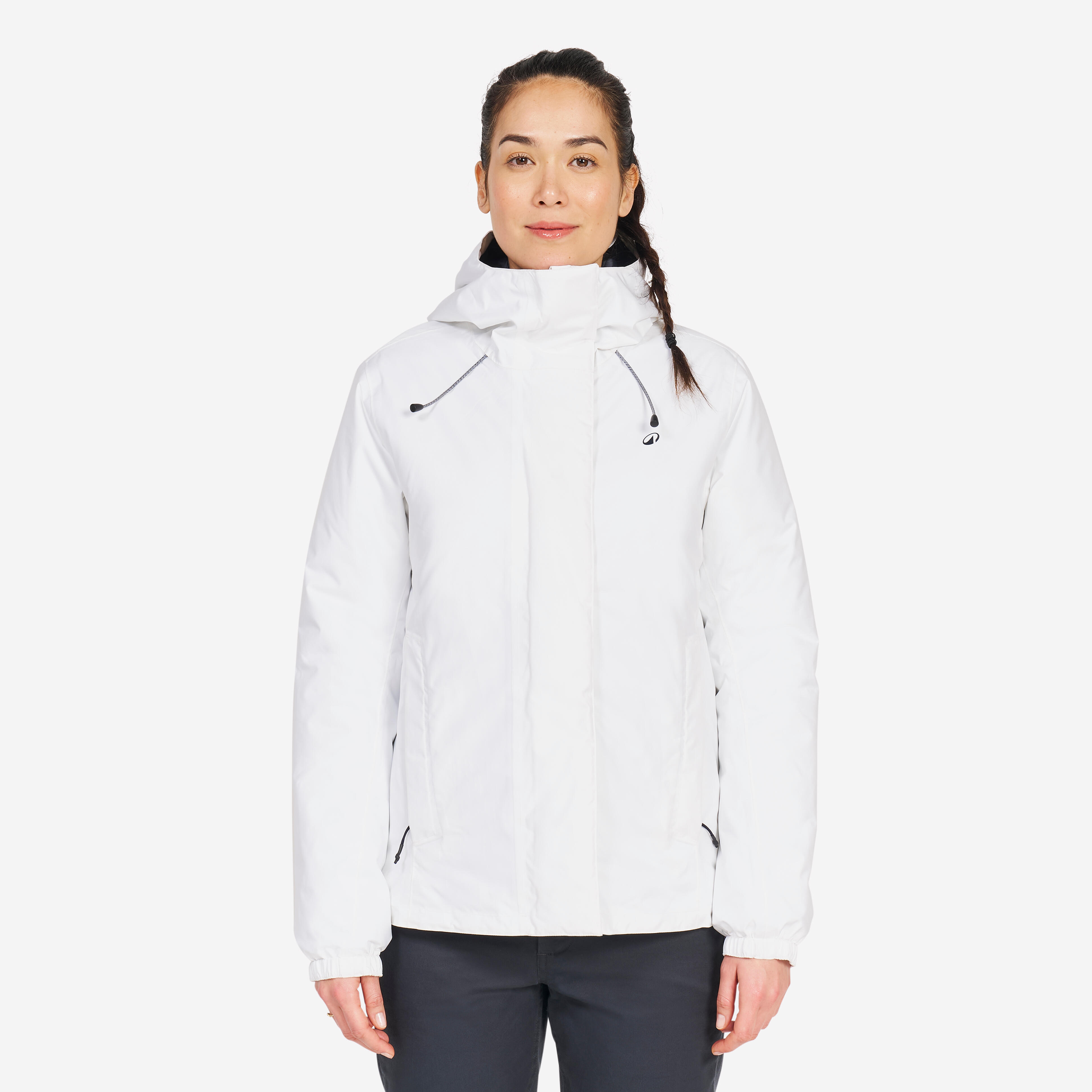 Sieviešu silta ūdensnecaurlaidīga burāšanas jaka “100”, balta - Decathlon