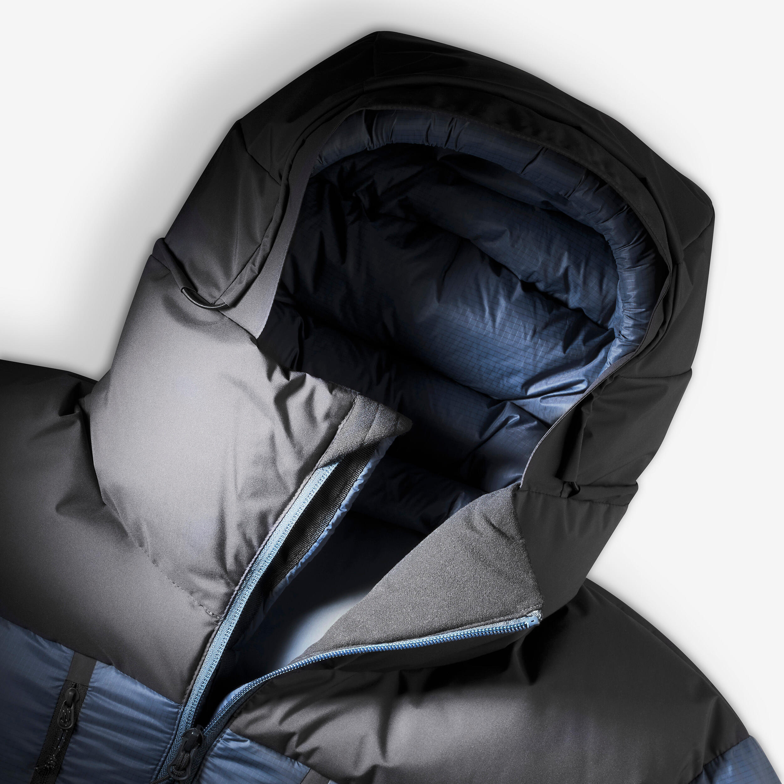 Men’s Hooded Down Winter Jacket, MT 900 - Slate grey, Smoked black ...