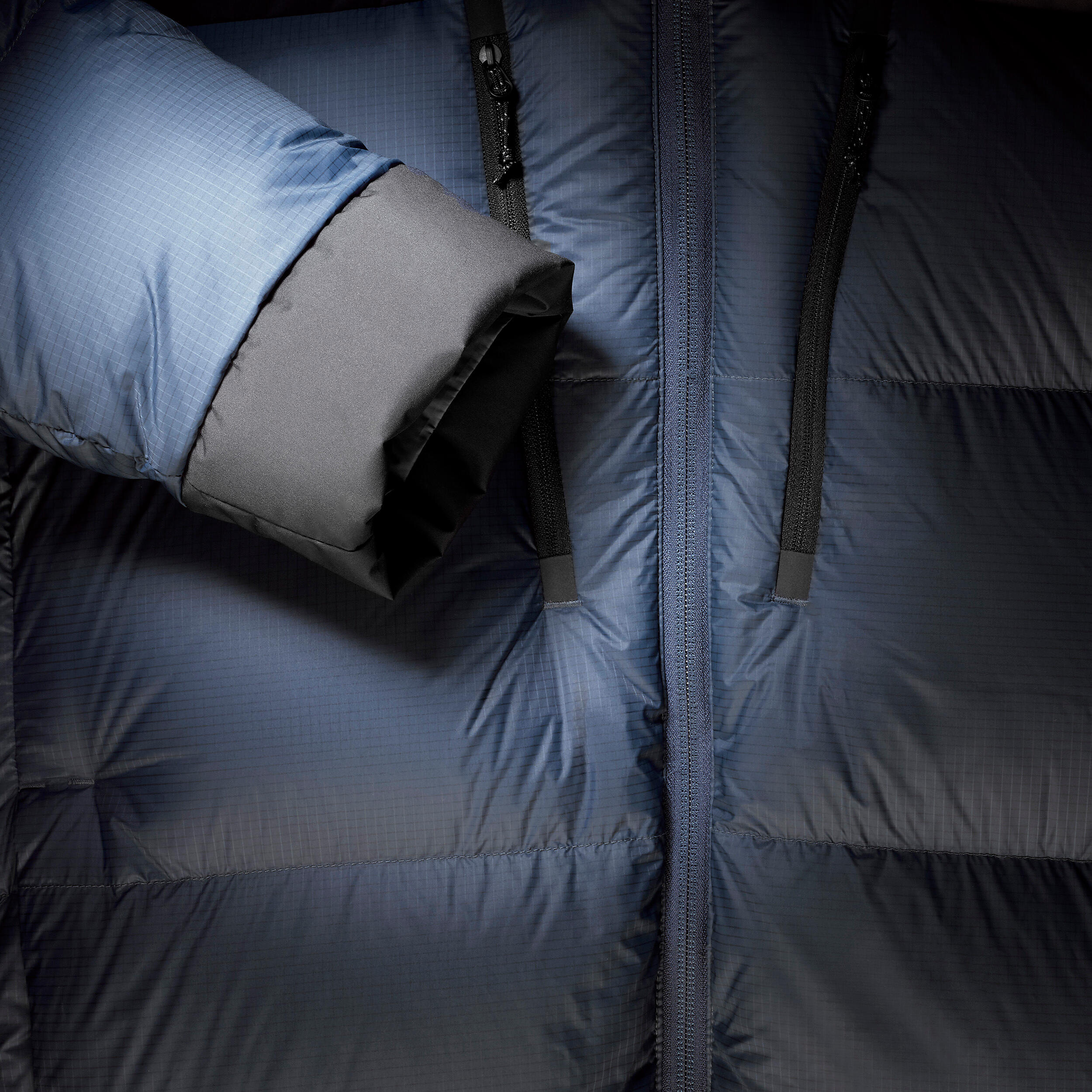 Men’s Hooded Down Winter Jacket, MT 900 - Slate grey, Smoked black ...