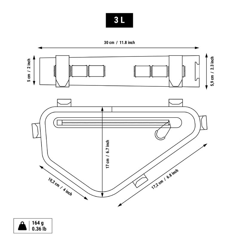Sacoche de cadre bikepacking half frame 3L étanche IPX3, ADVT 900 beige ROCKRIDER | Decathlon