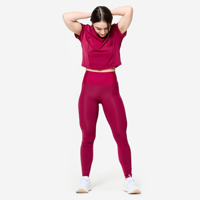 Női fitneszpóló, rugalmas és légáteresztő DOMYOS - Decathlon