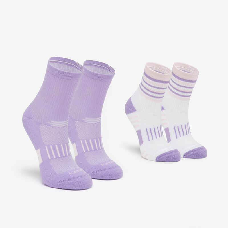 Kids' Running Socks Comfort Lotx2-Kiprun 500 Mid Mauve and Lilac ...