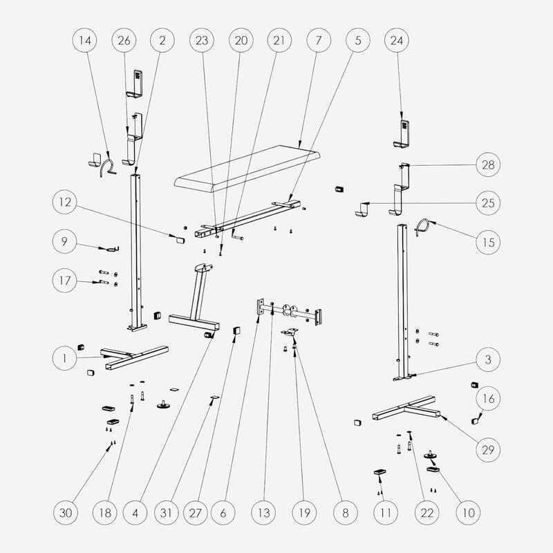 Chandelle gauche, pièce détachée banc, bench press 80 kg DOMYOS | Decathlon