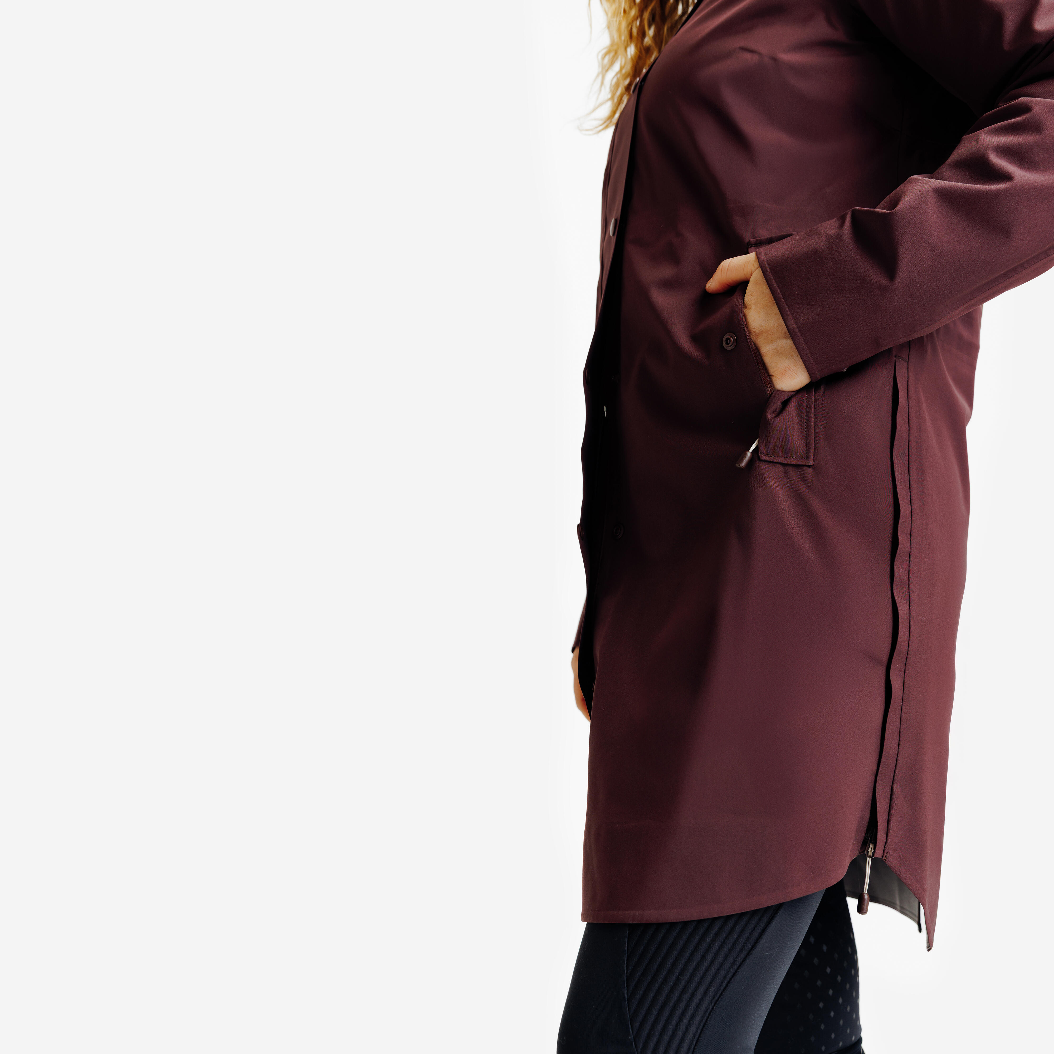 Long Waterproof Horse Riding Jacket - Brown - Decathlon