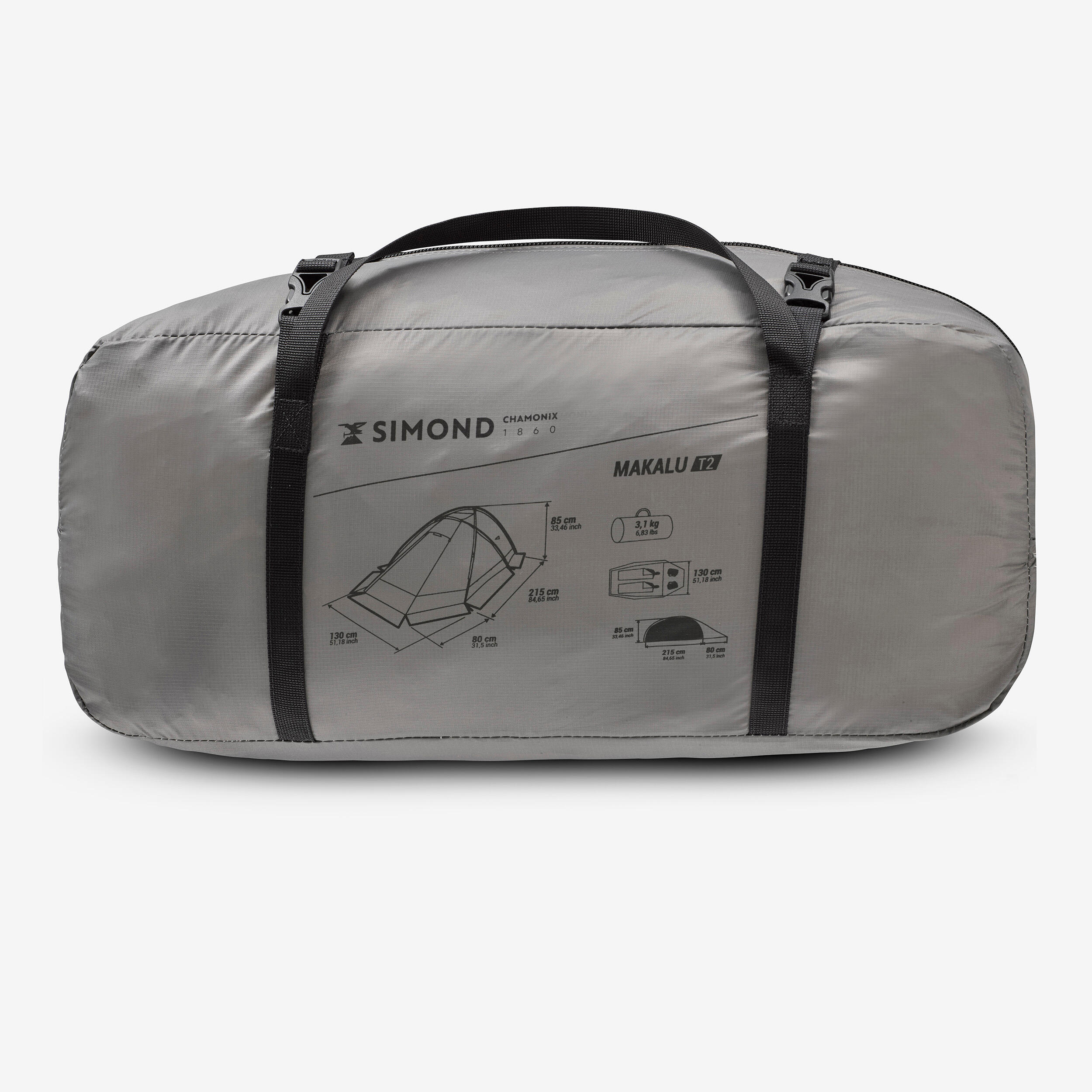 ПАЛАТКА ЗА АЛПИНИЗЪМ MAKALU T2, 2-МЕСТНА - DECATHLON