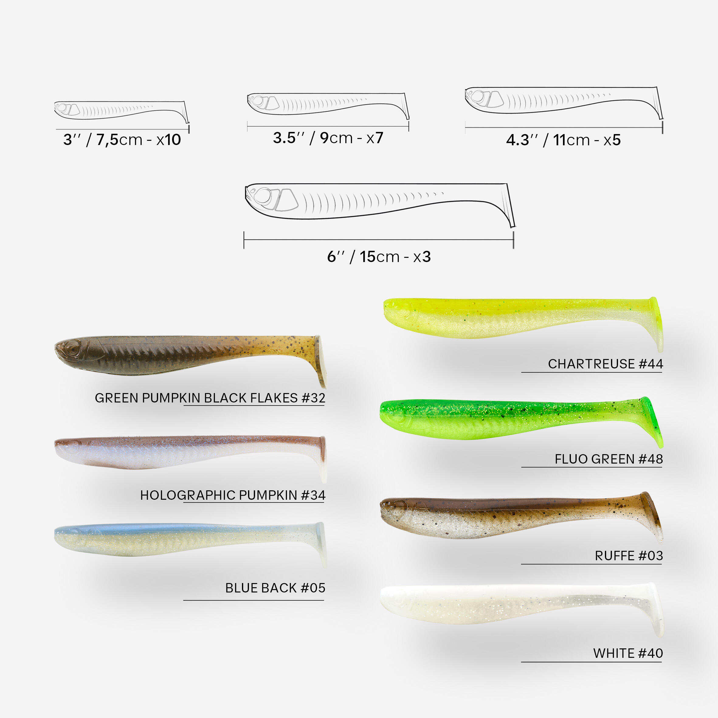 Fishing soft lure YUBARI FAT SHAD with attractant Green Pumpkin Black ...