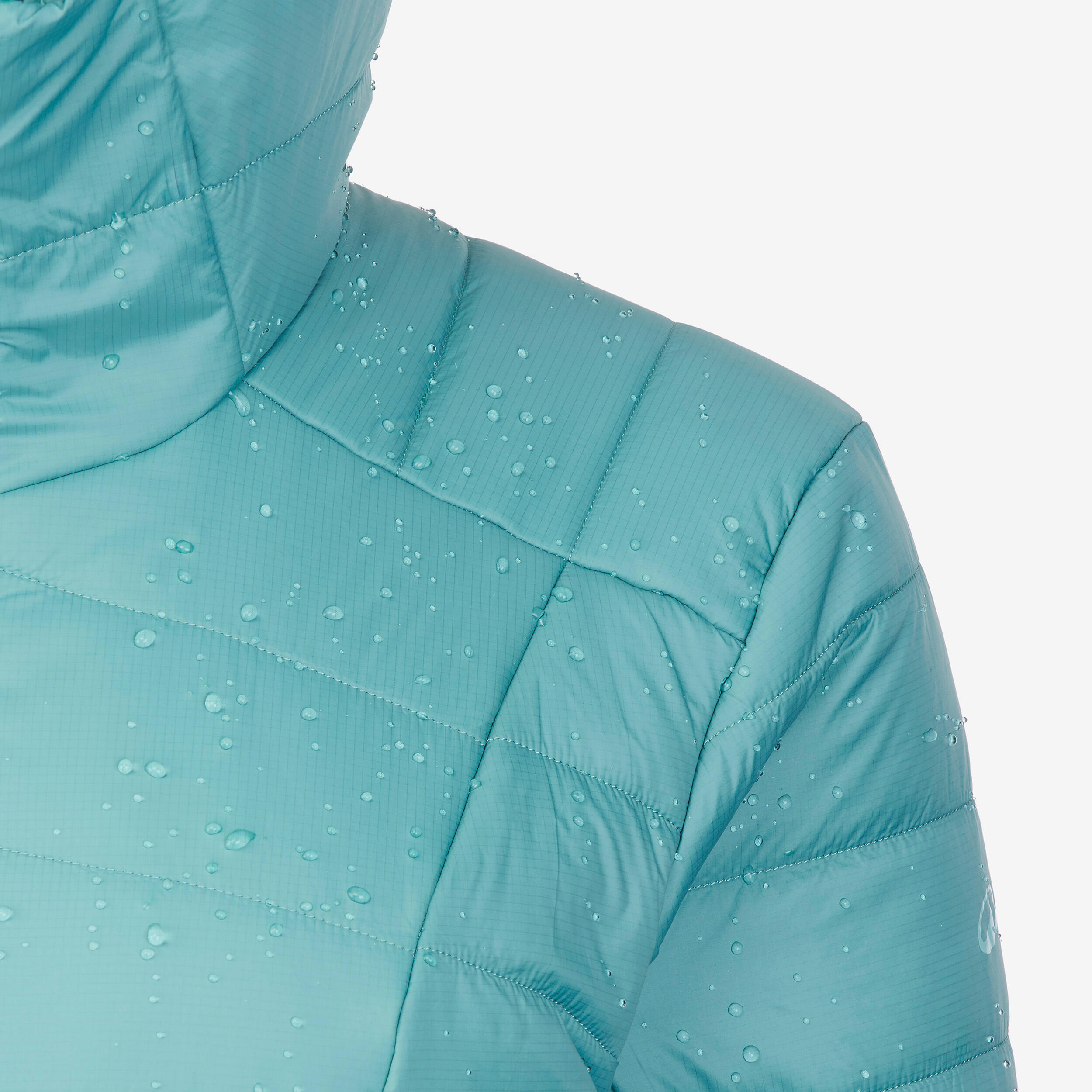 Women’s Padded Winter Jacket – MT 100 Turquoise - ash blue - Forclaz ...