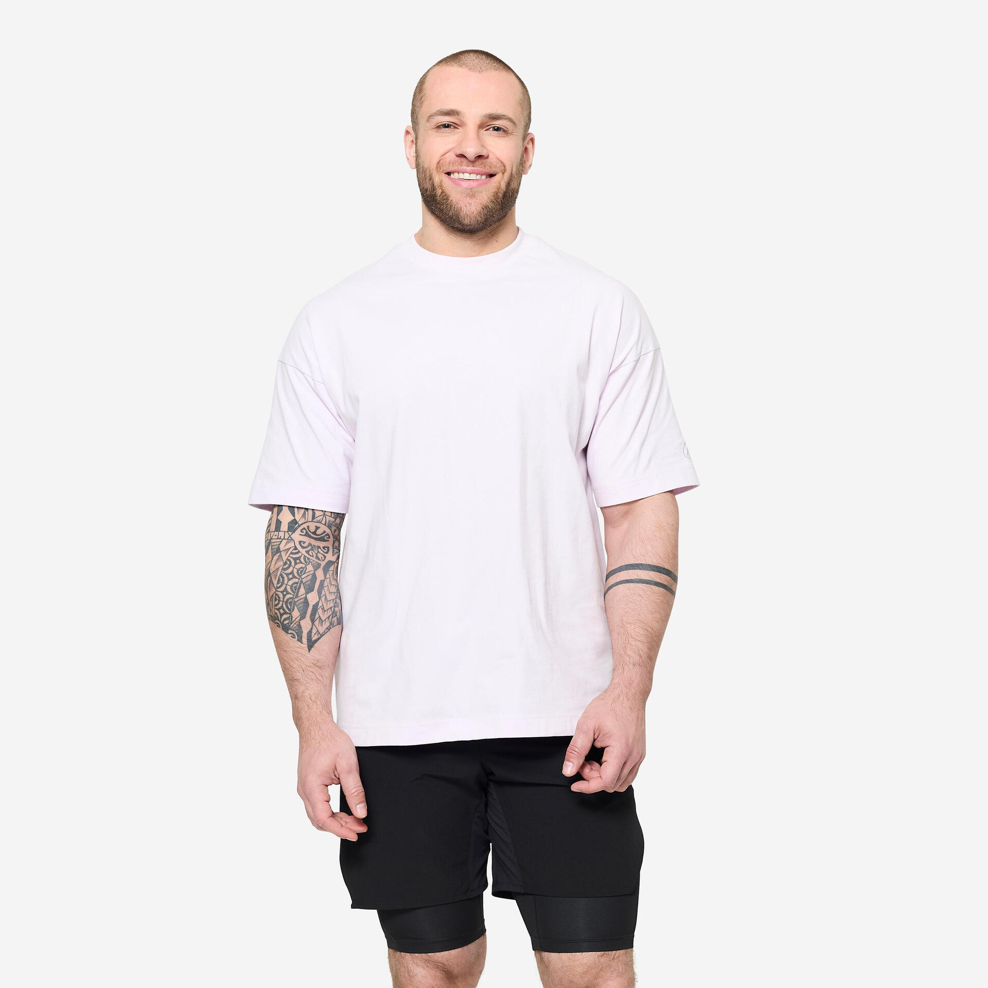 Men's Loose-Fit Fitness T-Shirt 520 - Pastel Mauve