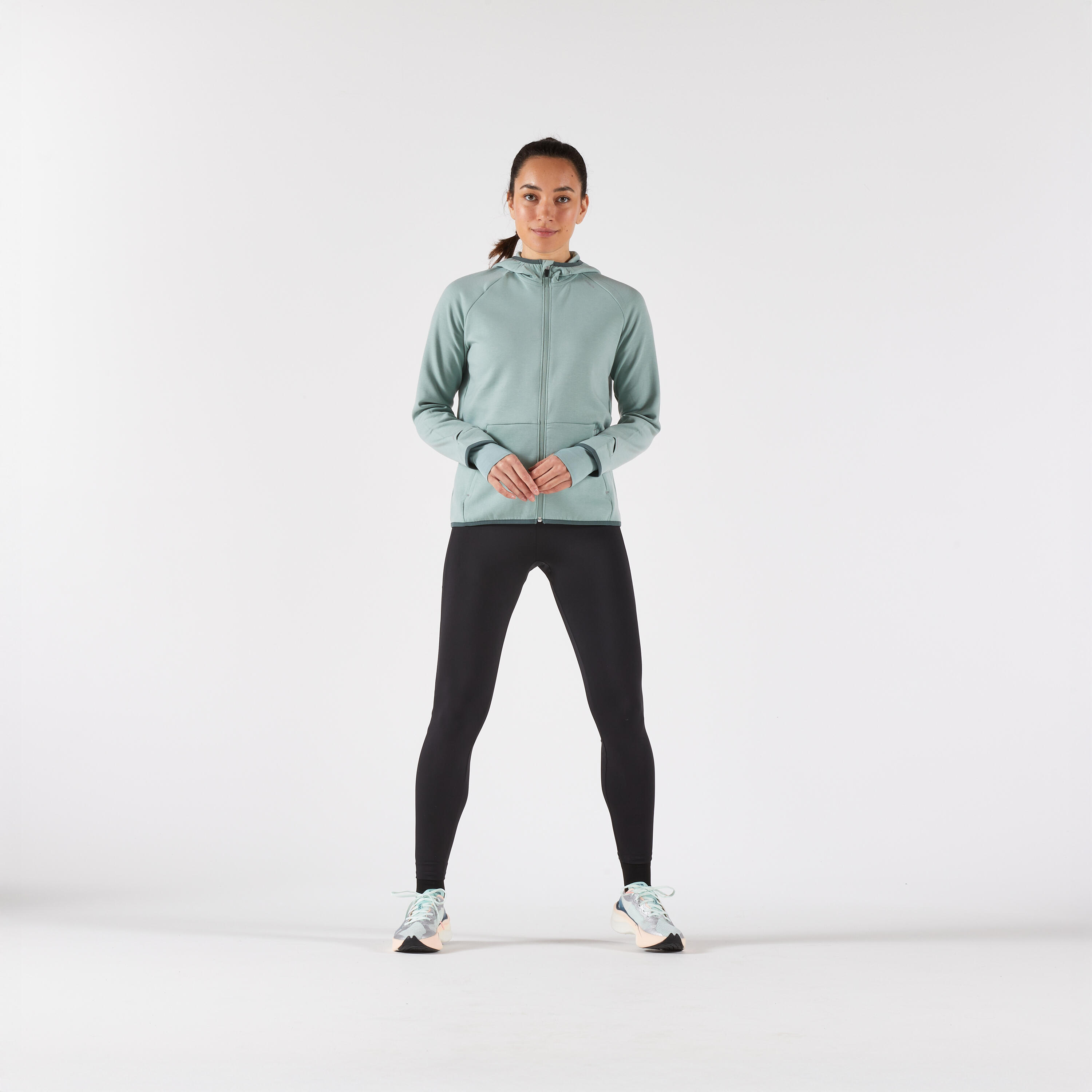 Hardloopjack Run 500 warm dames ijsgroen KIPRUN | Decathlon