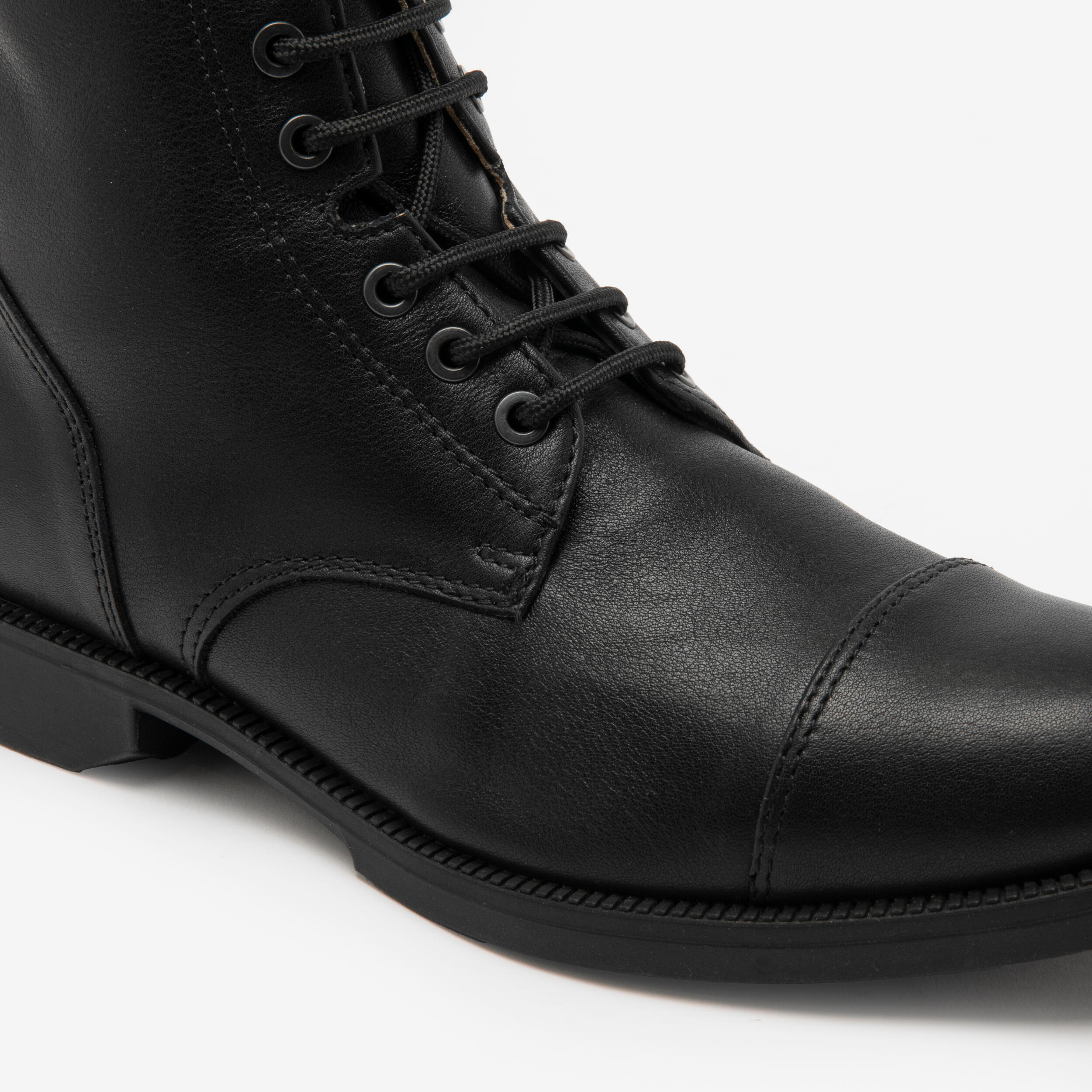 Adult Horse Riding Lace-up Leather Boots Paddock 560 - Black | Decathlon