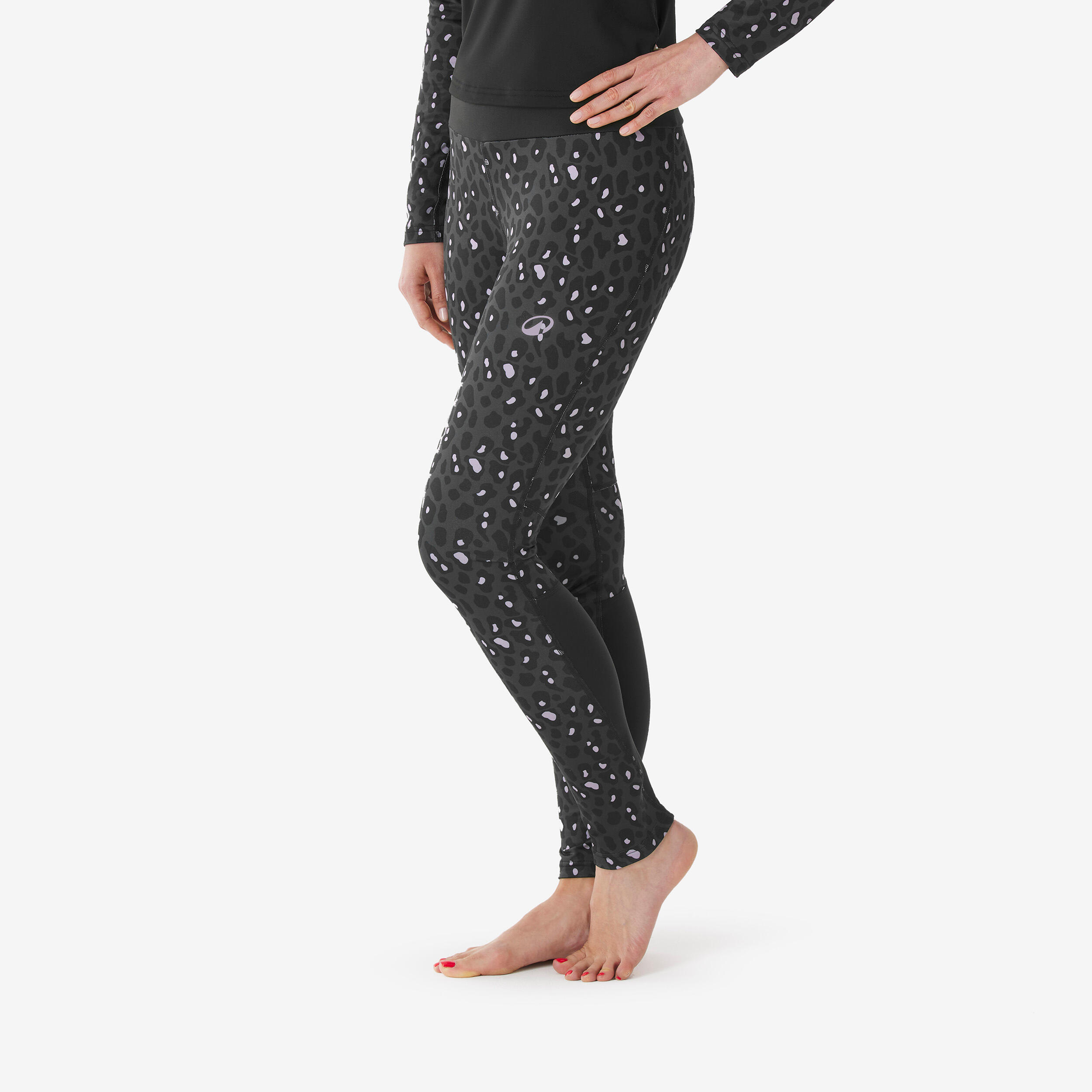 Collant thermique de ski avec motif léopard femme, BL 500 - Gris fonc ...