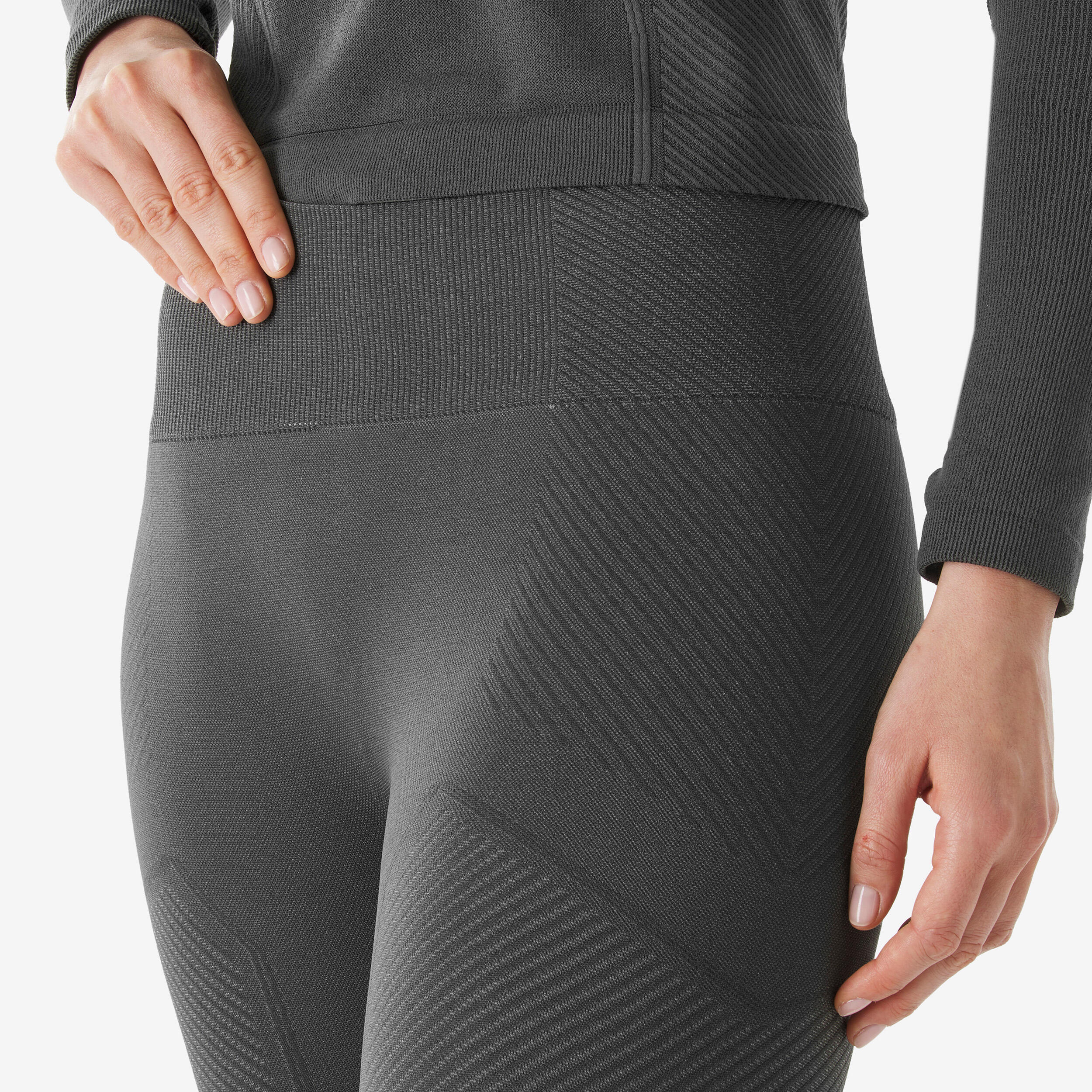 Women’s warm, stretch 3/4 tech tights BL BOT 900 - Grey | Decathlon