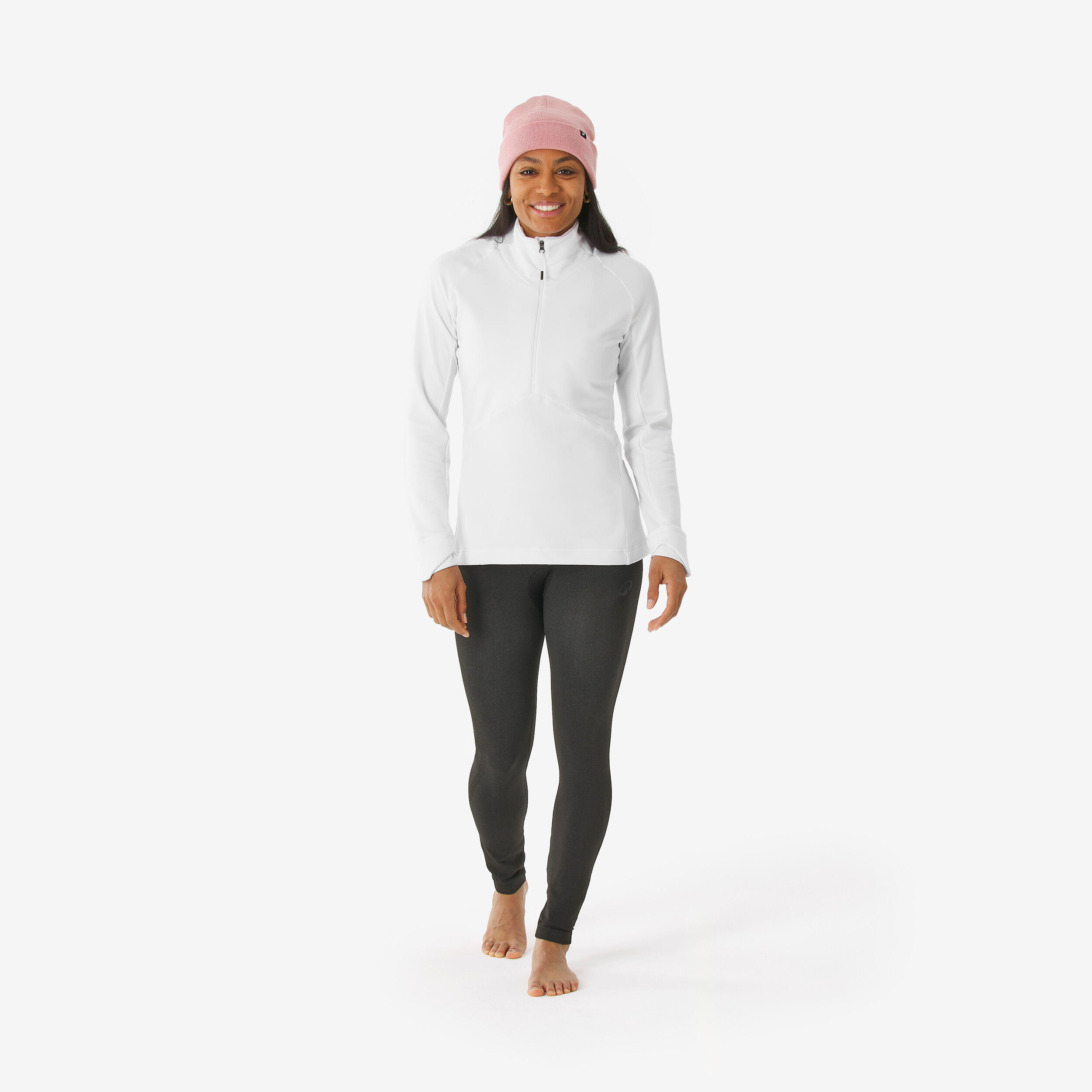 Women’s thermal base layer, BL TOP 500 half-zip - White WEDZE | Decathlon